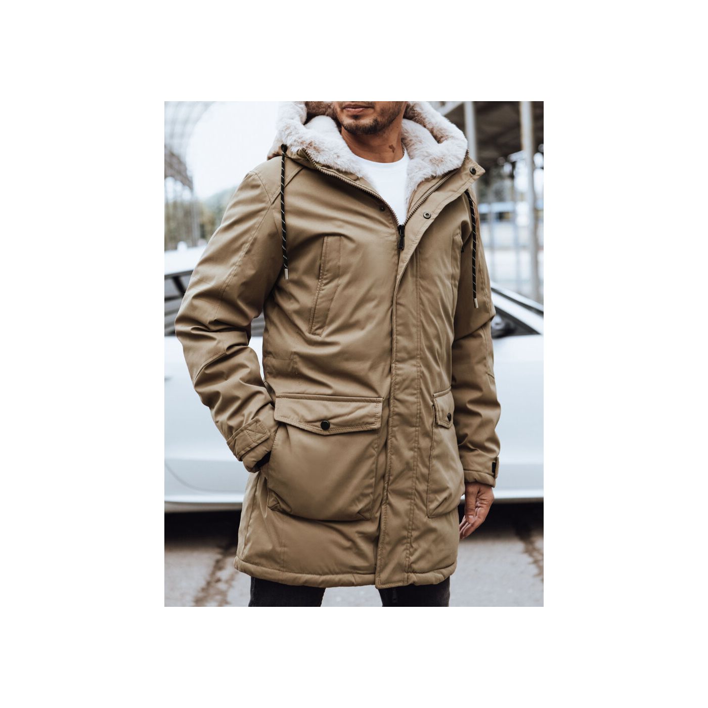 Men's Dark Beige Winter Jacket Dstreet