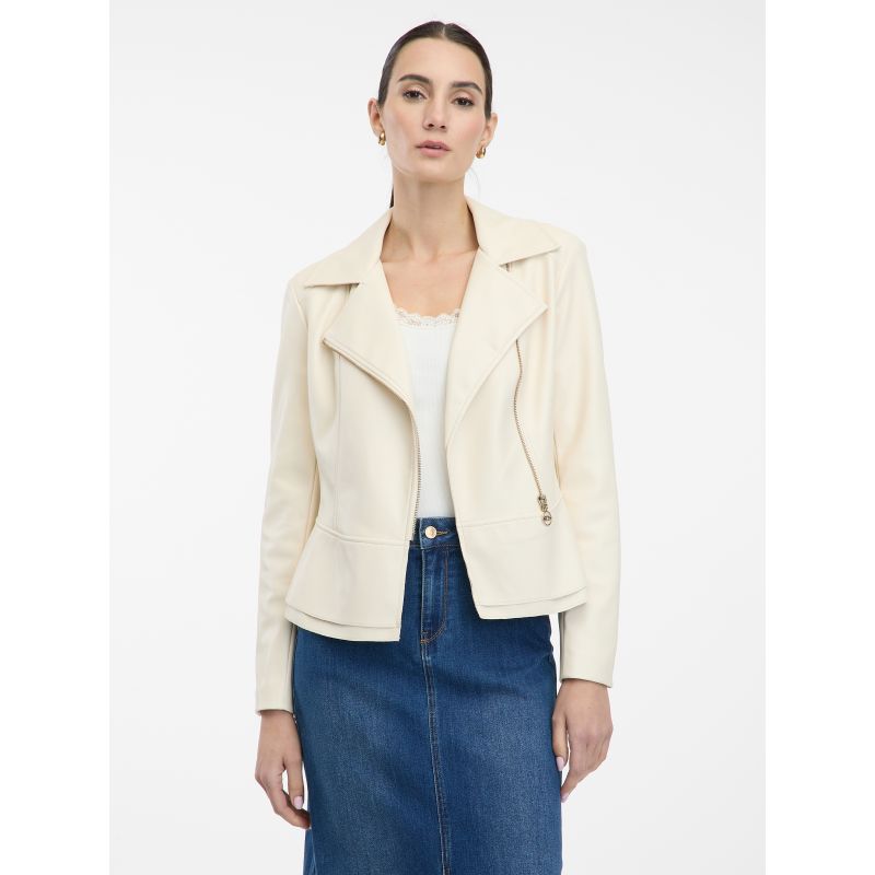 Cream women's faux leather jacket ORSAY - Women's