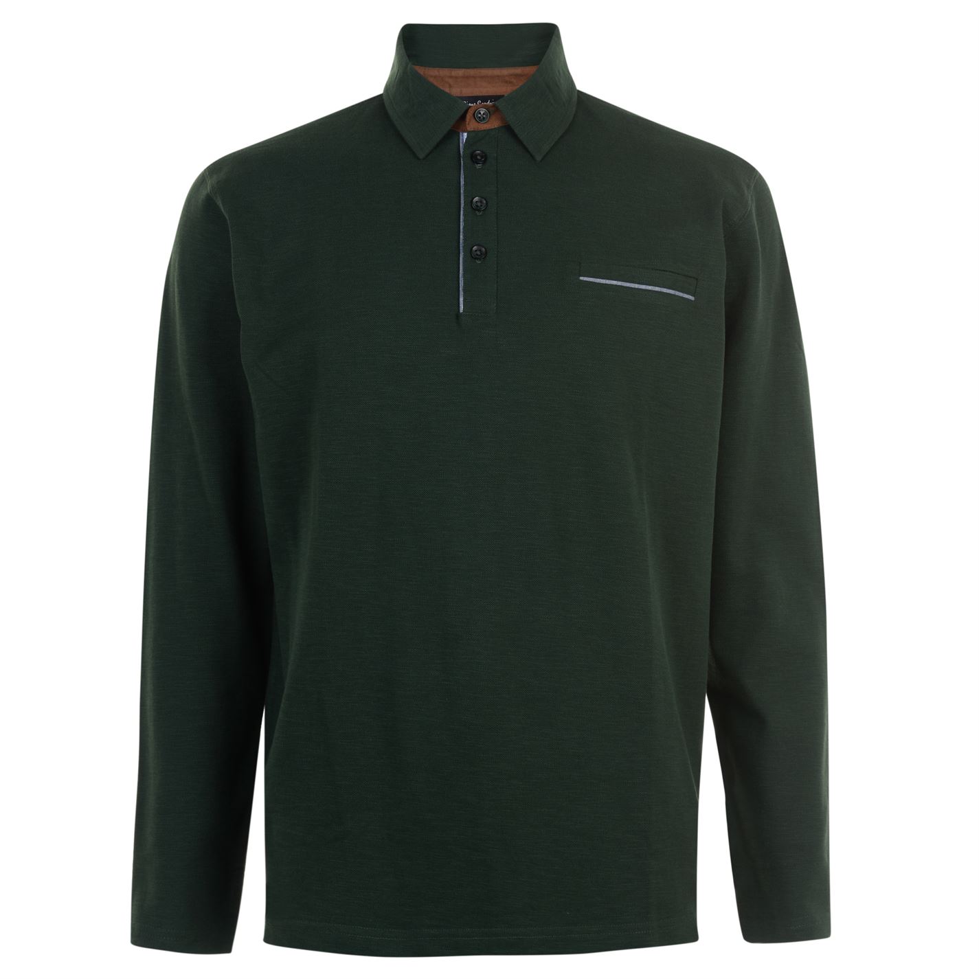 Pierre Cardin Long Sleeve Slub Polo Shirt Mens