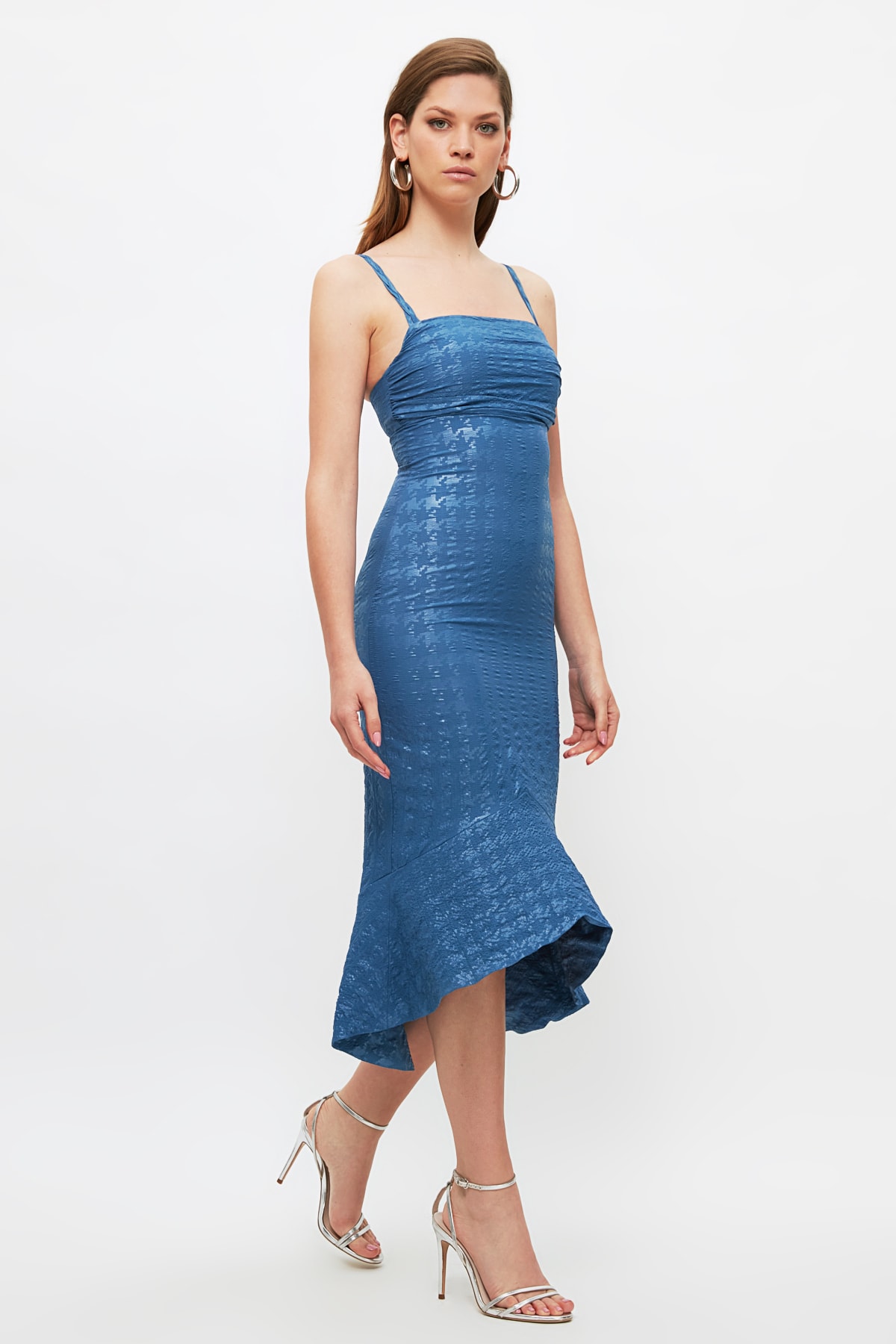 Trendyol Indigo Shirred detaliate Rochie