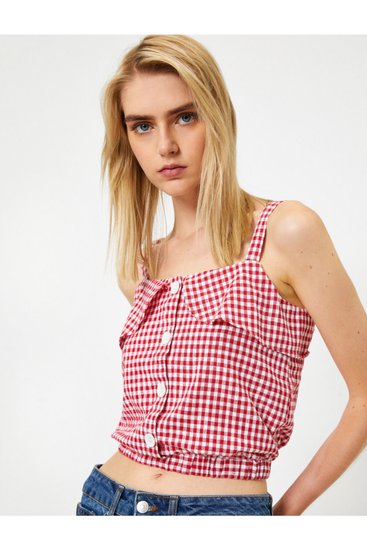 Koton Women's Red Plaid Undershirt