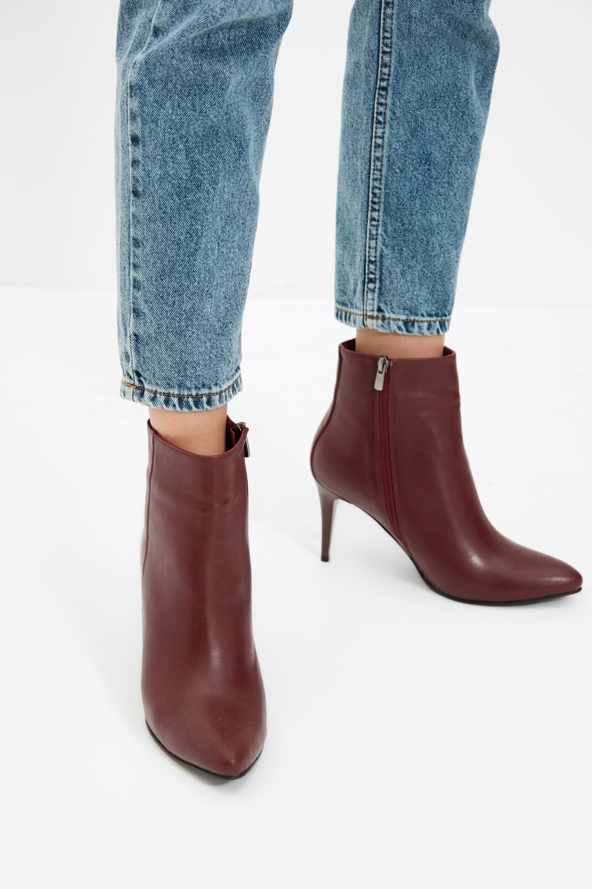Trendyol Claret Red Women's Pointed Toe Boots & Booties