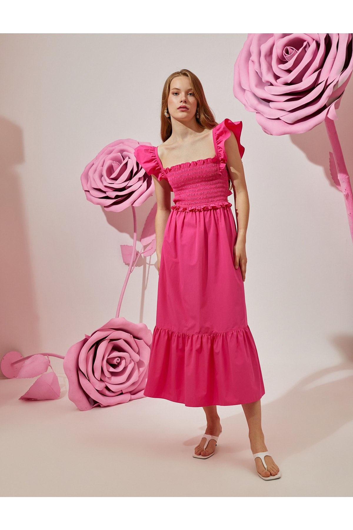 Koton Gimped Bow Detailed Long Dress