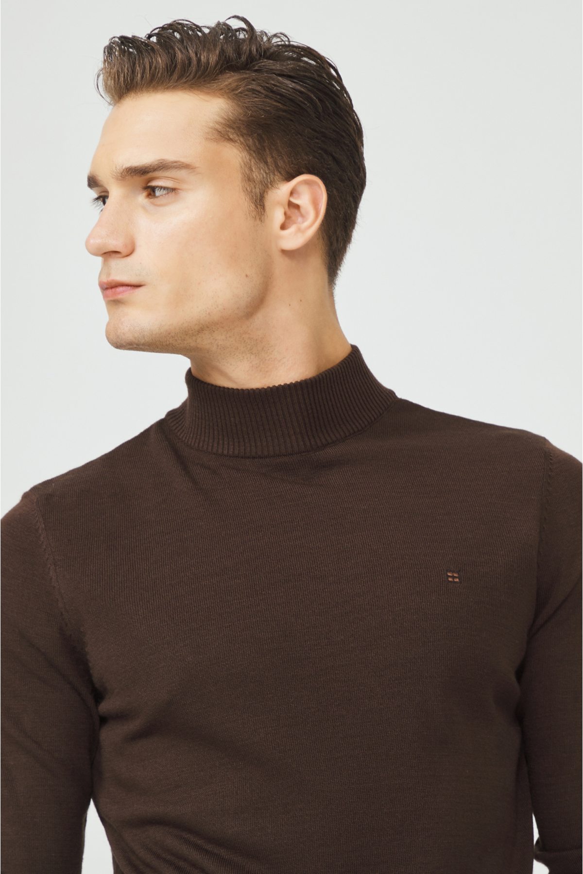 Avva Men's Brown Unisex Knitwear Sweater Half Turtleneck Non-Pilling ...