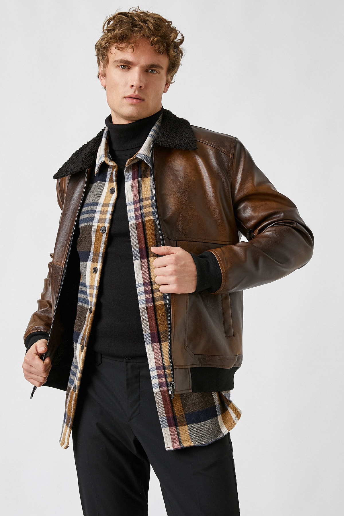 Koton Jacket - Brown - Regular fit
