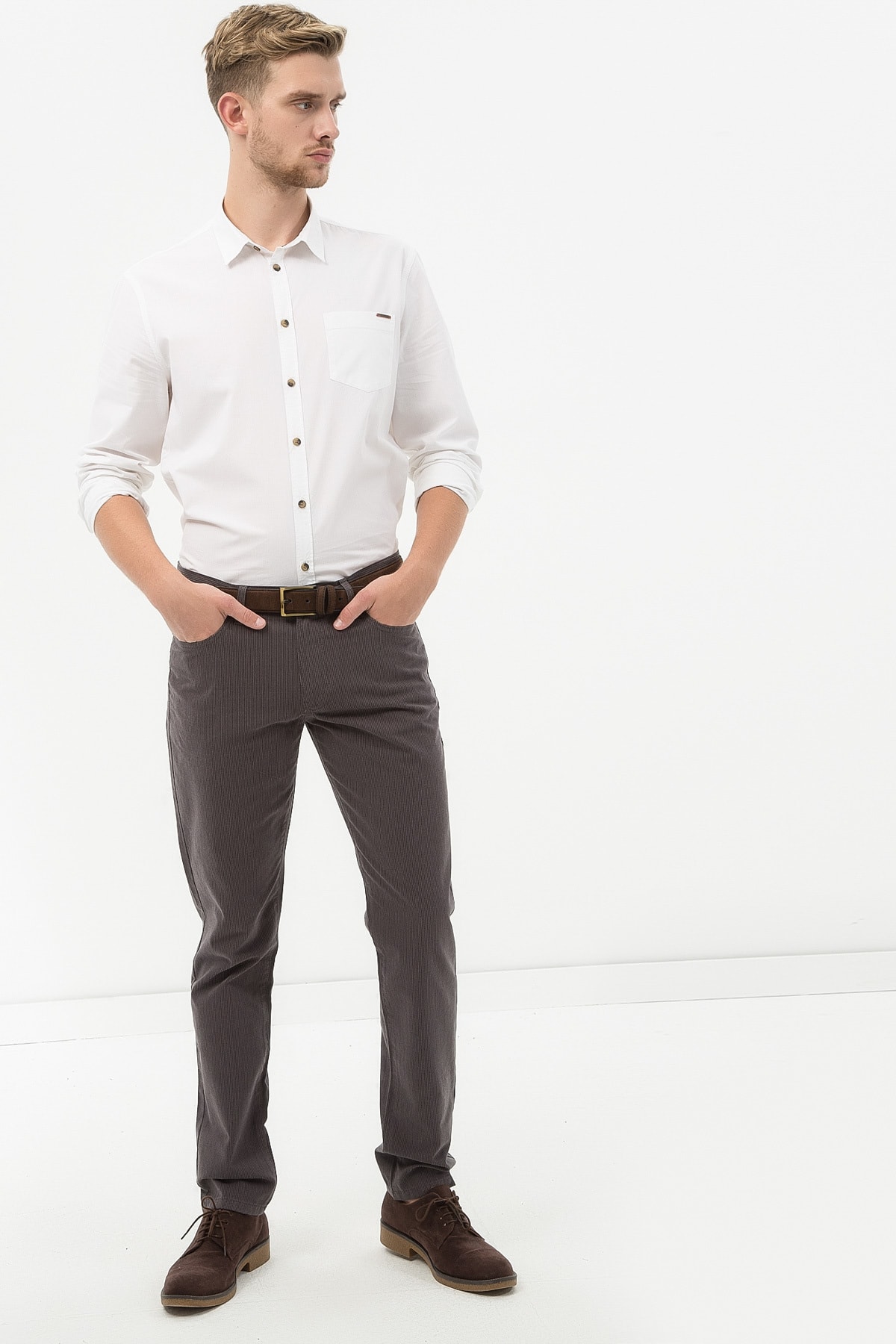 Koton Men's Gray Striped Jeans