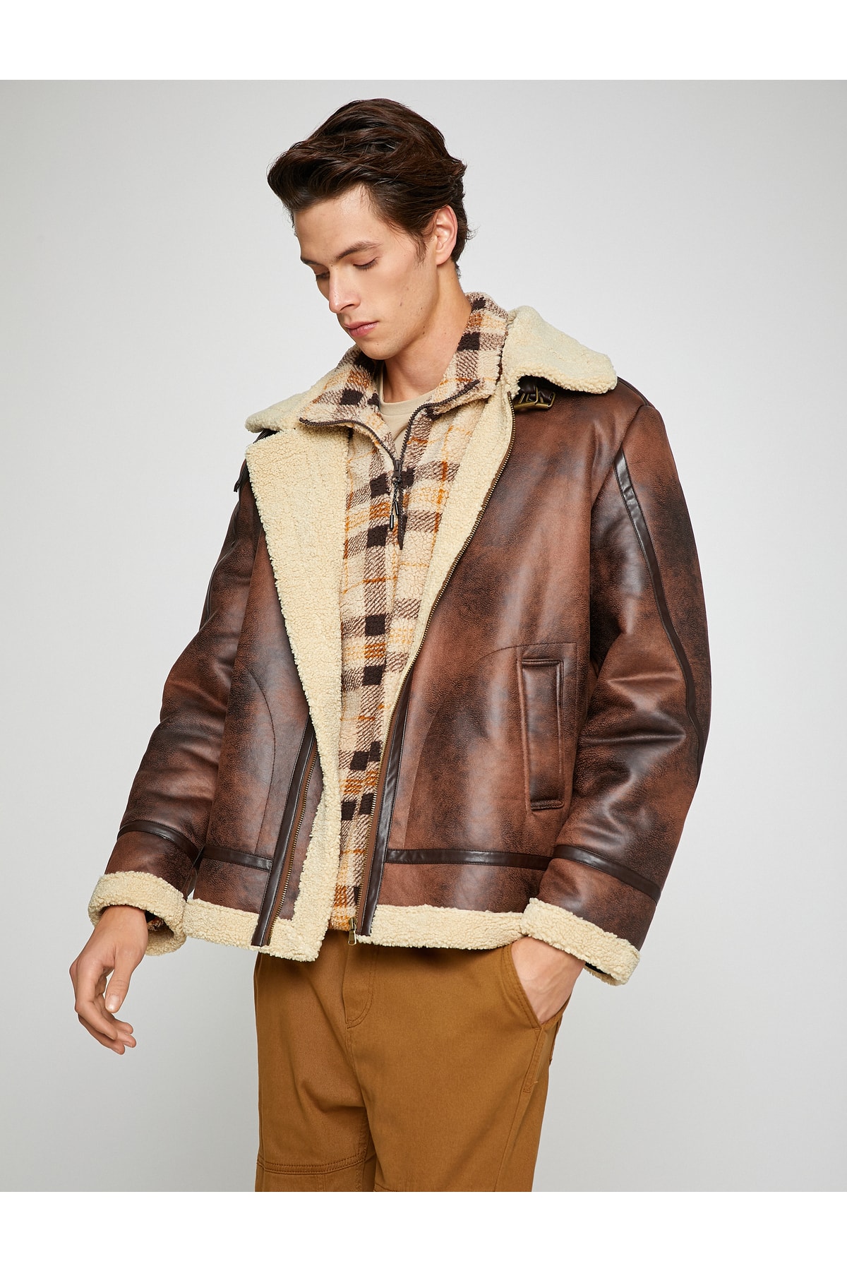 Koton Jacket - Brown - Regular fit