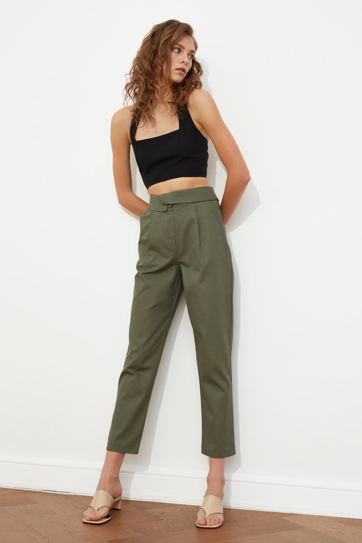 Trendyol Haki High Waist Pants