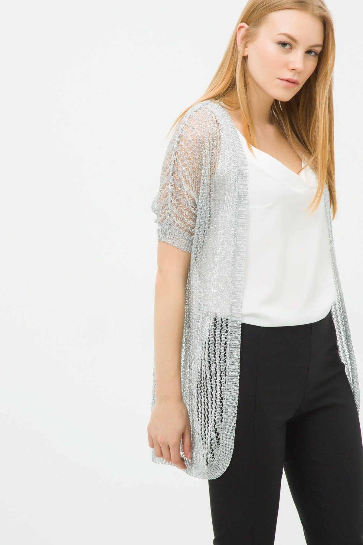 Koton Women's Silver Cardigan