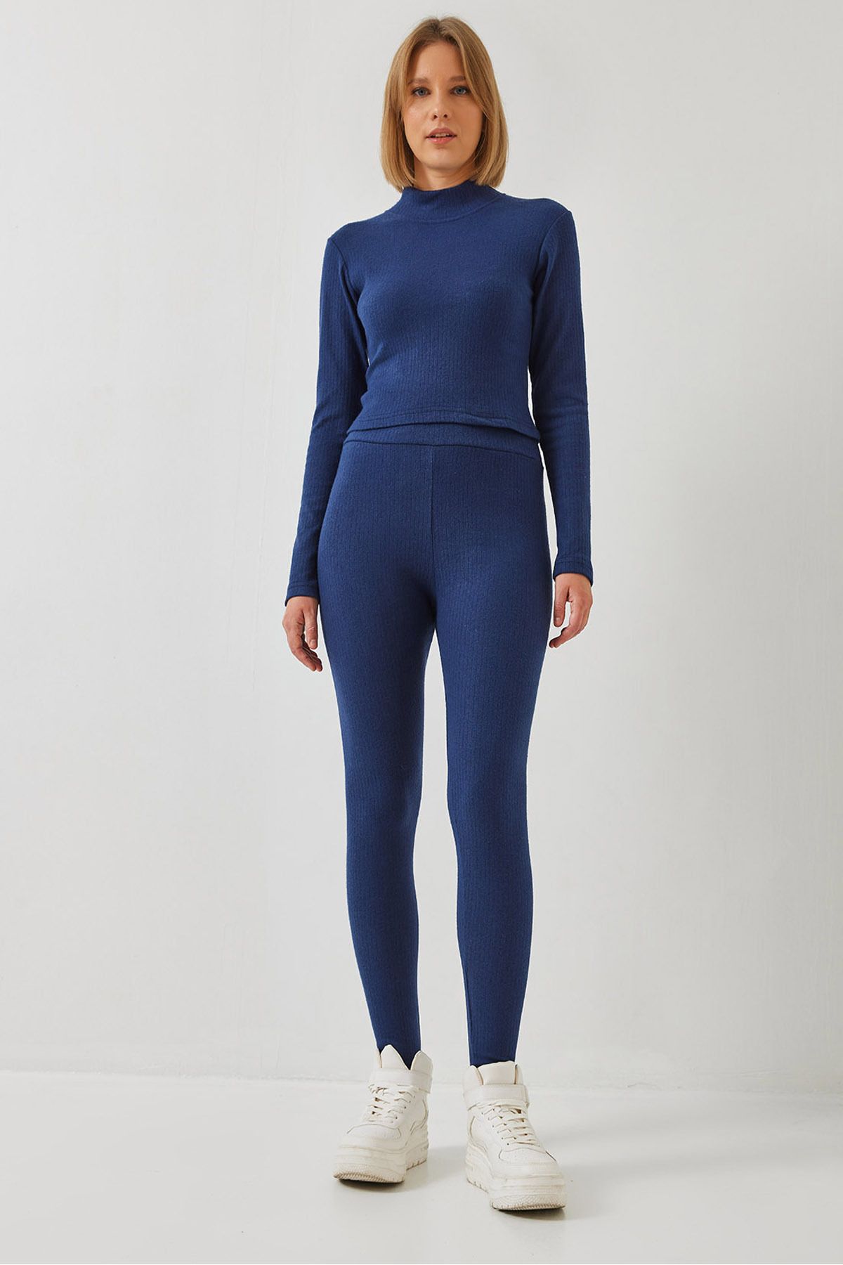 Bianco Lucci Women's Crop Top-Bottom Set with Tights 149