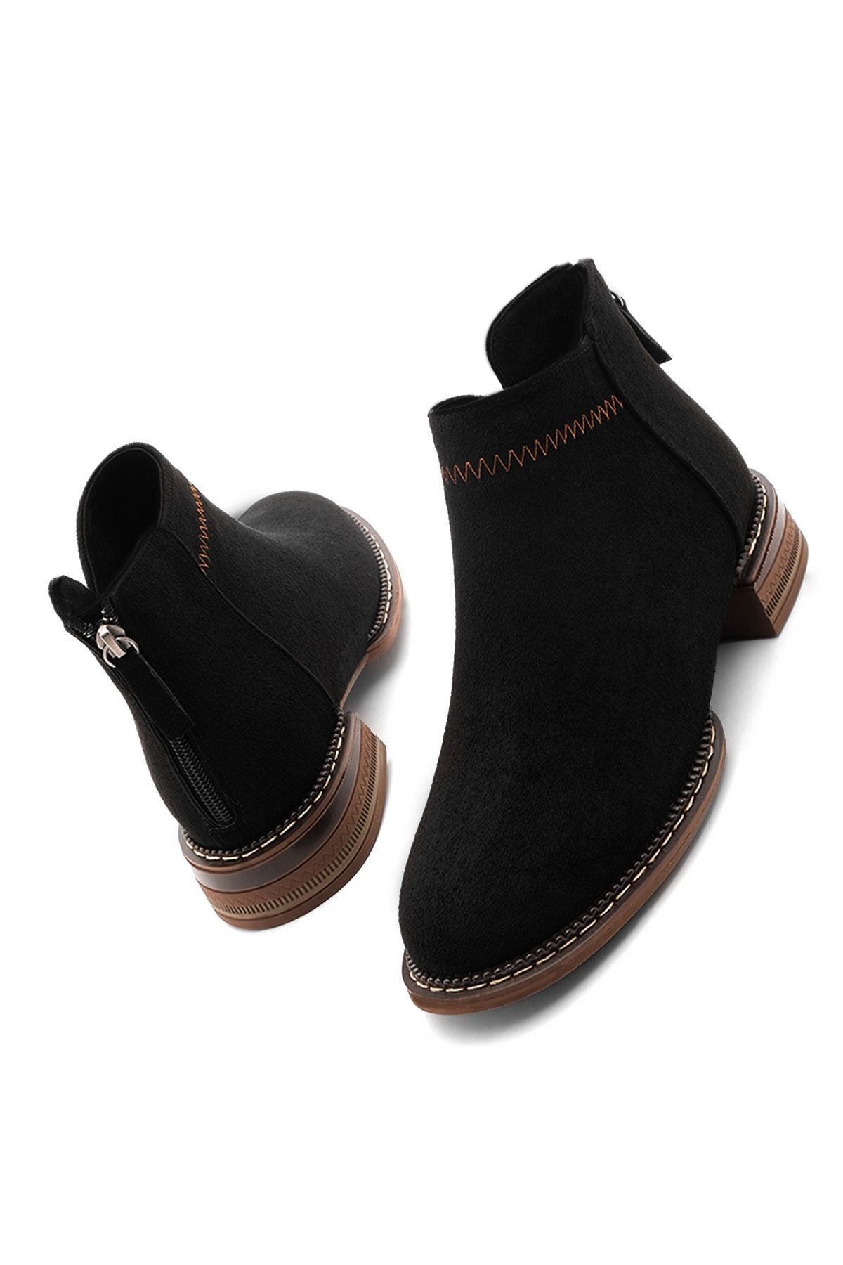 Marjin Women's Daily Boots & Booties With Zipper From The Back Efren, black