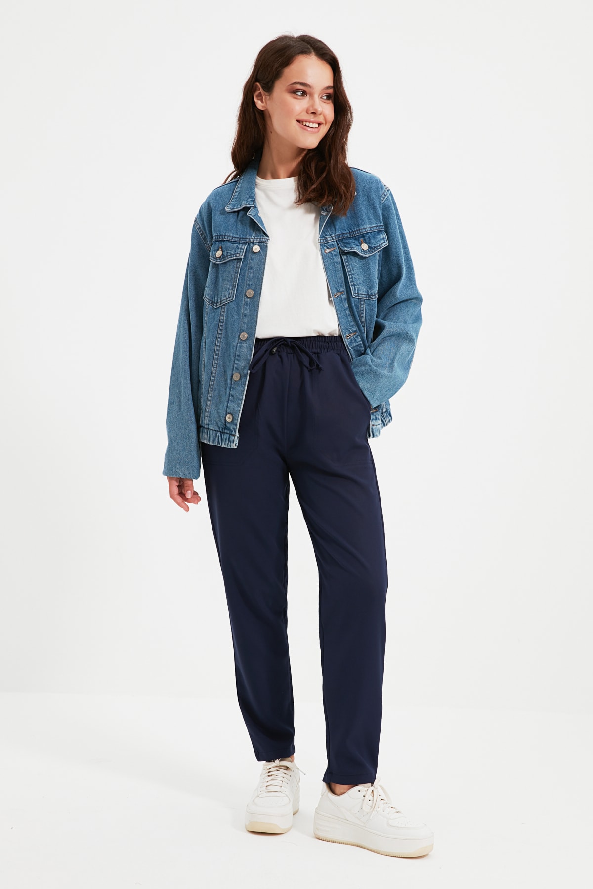 Trendyol Navy Blue Drawstring Trousers