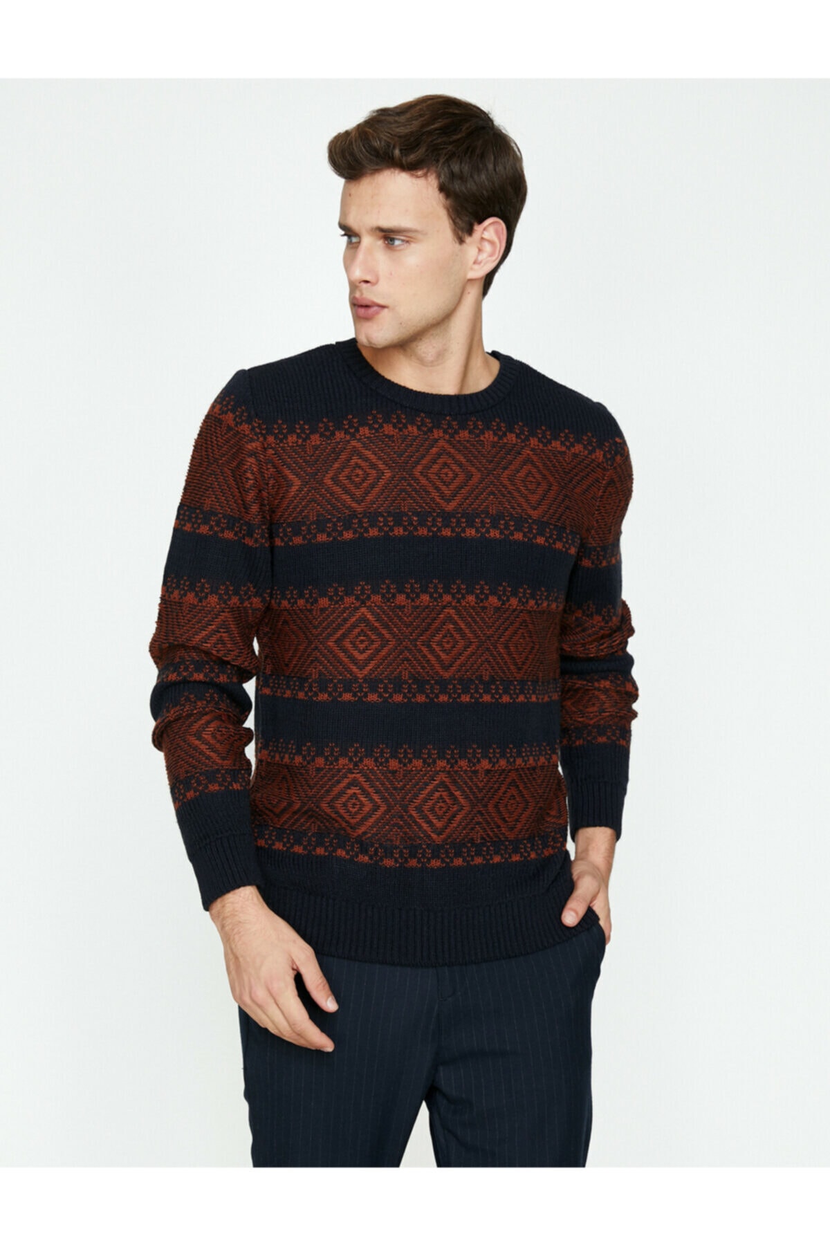 Koton Men's Navy Blue modelat Tricotaje pulover