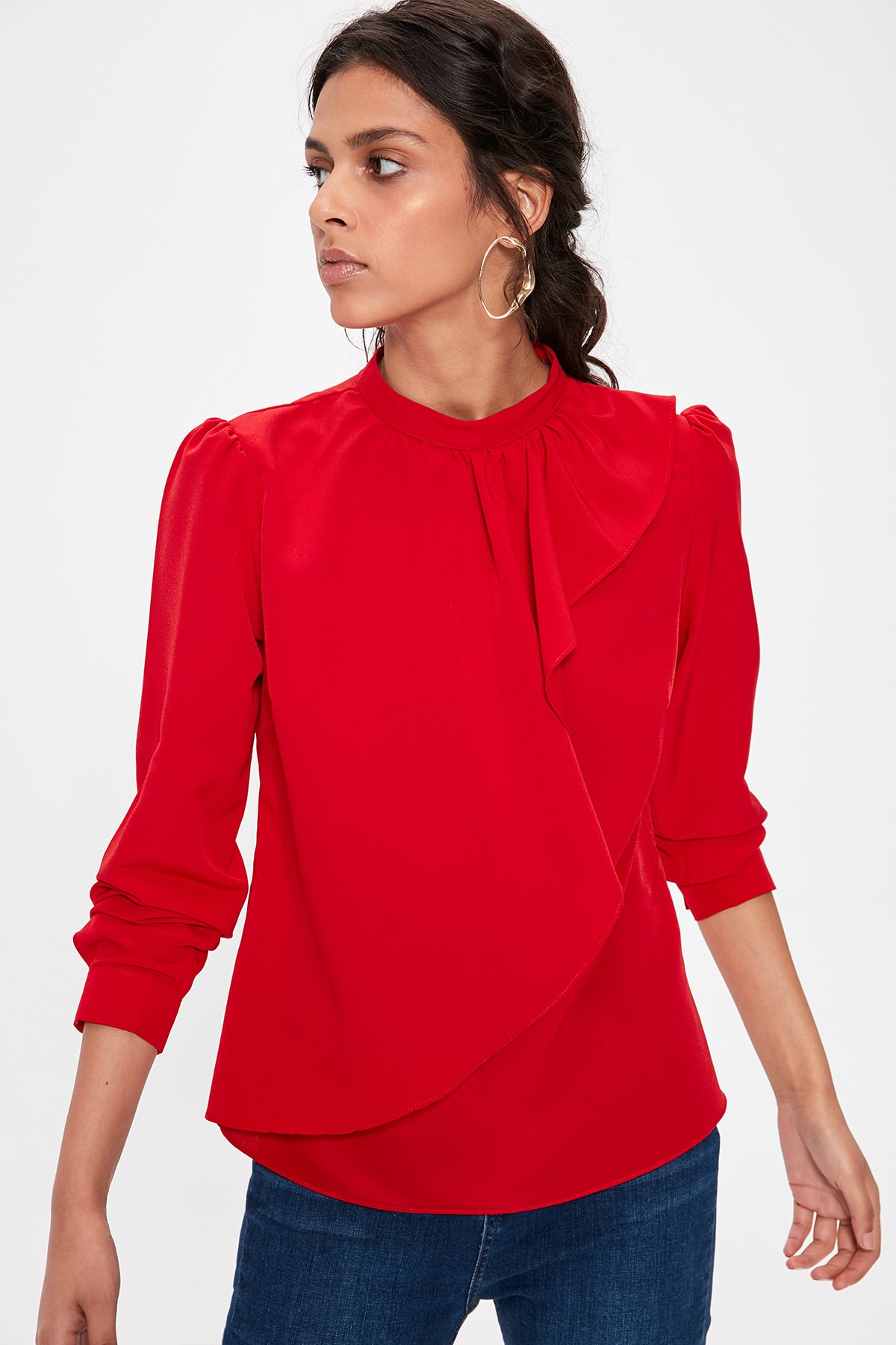 Trendyol Red Frill Detailed Blouse