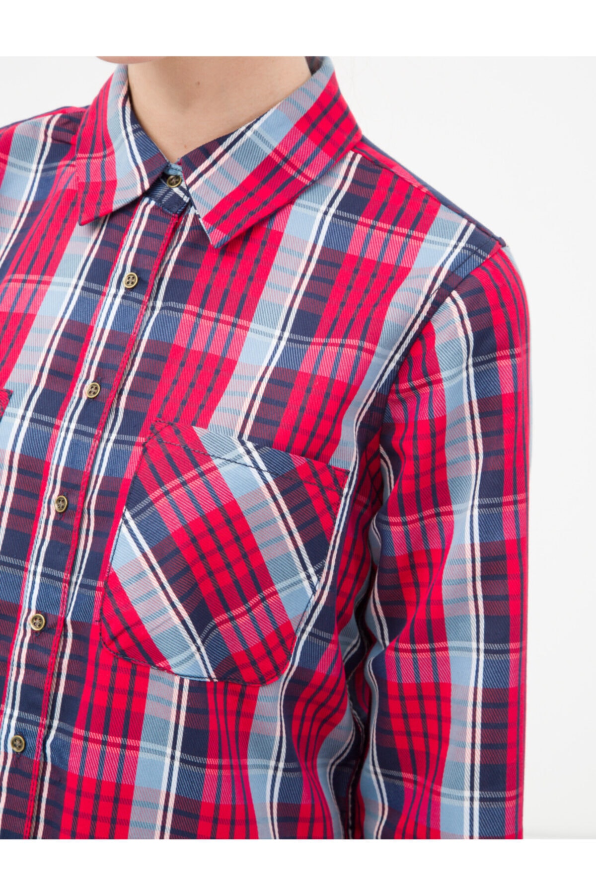 Koton Women's Red Checkered Shirt