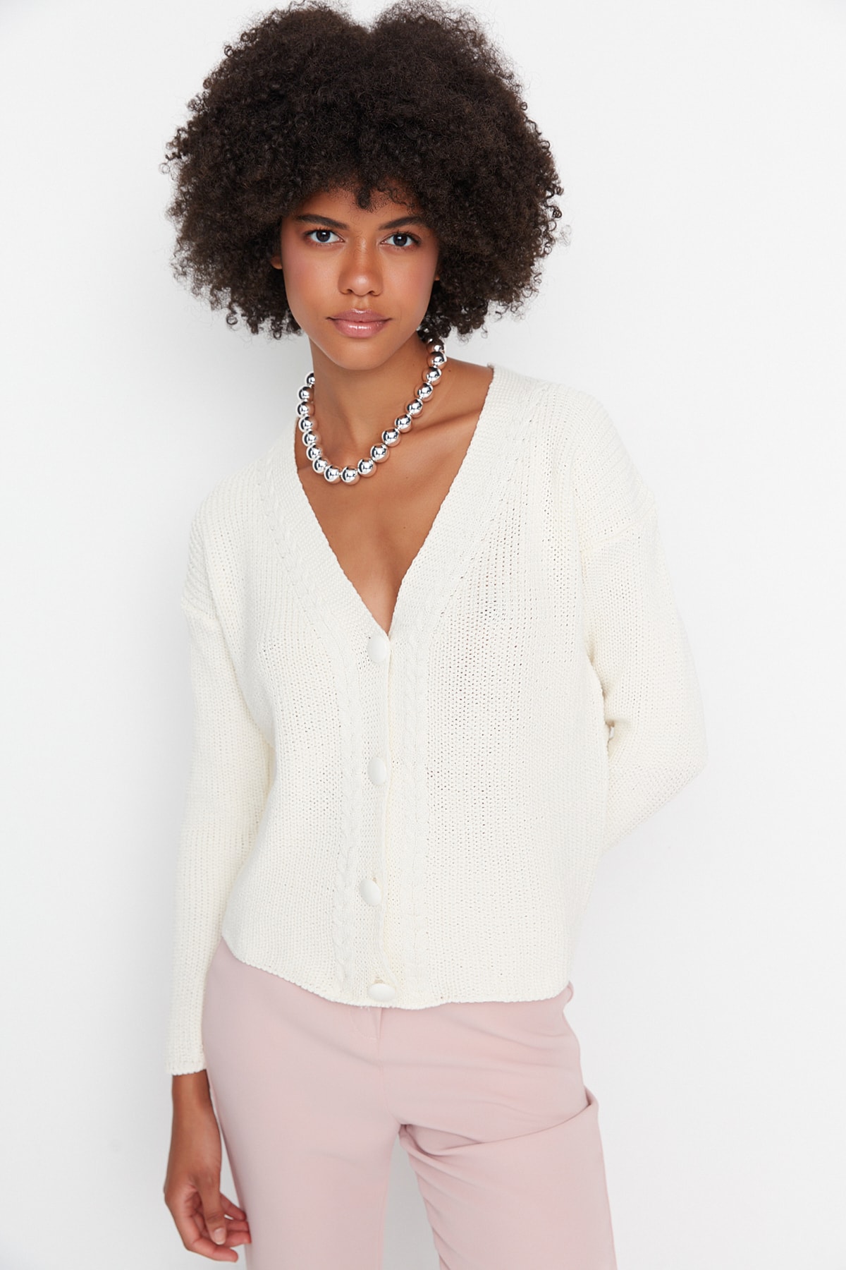 Dámský cardigan Trendyol Ecru