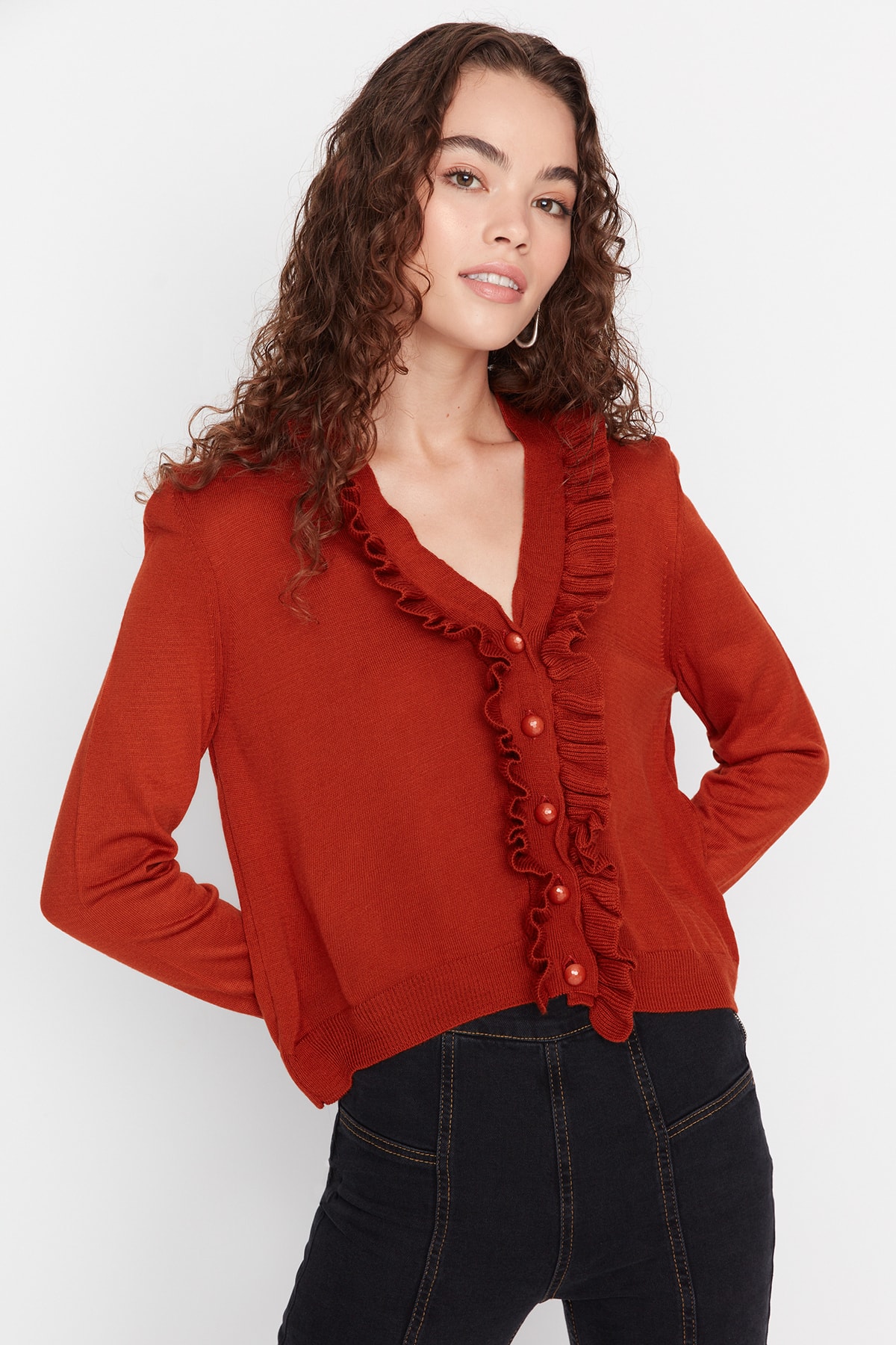 Trendyol Tile Flared Tricot Cardigan