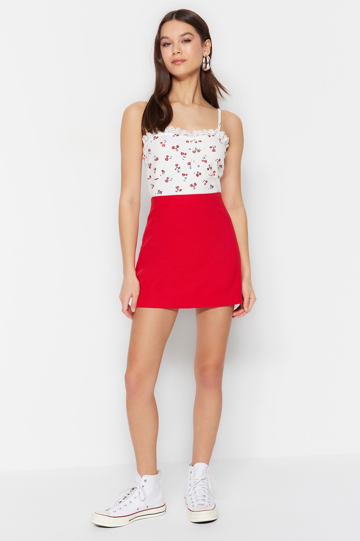 Trendyol Red Super Mini Woven Skirt