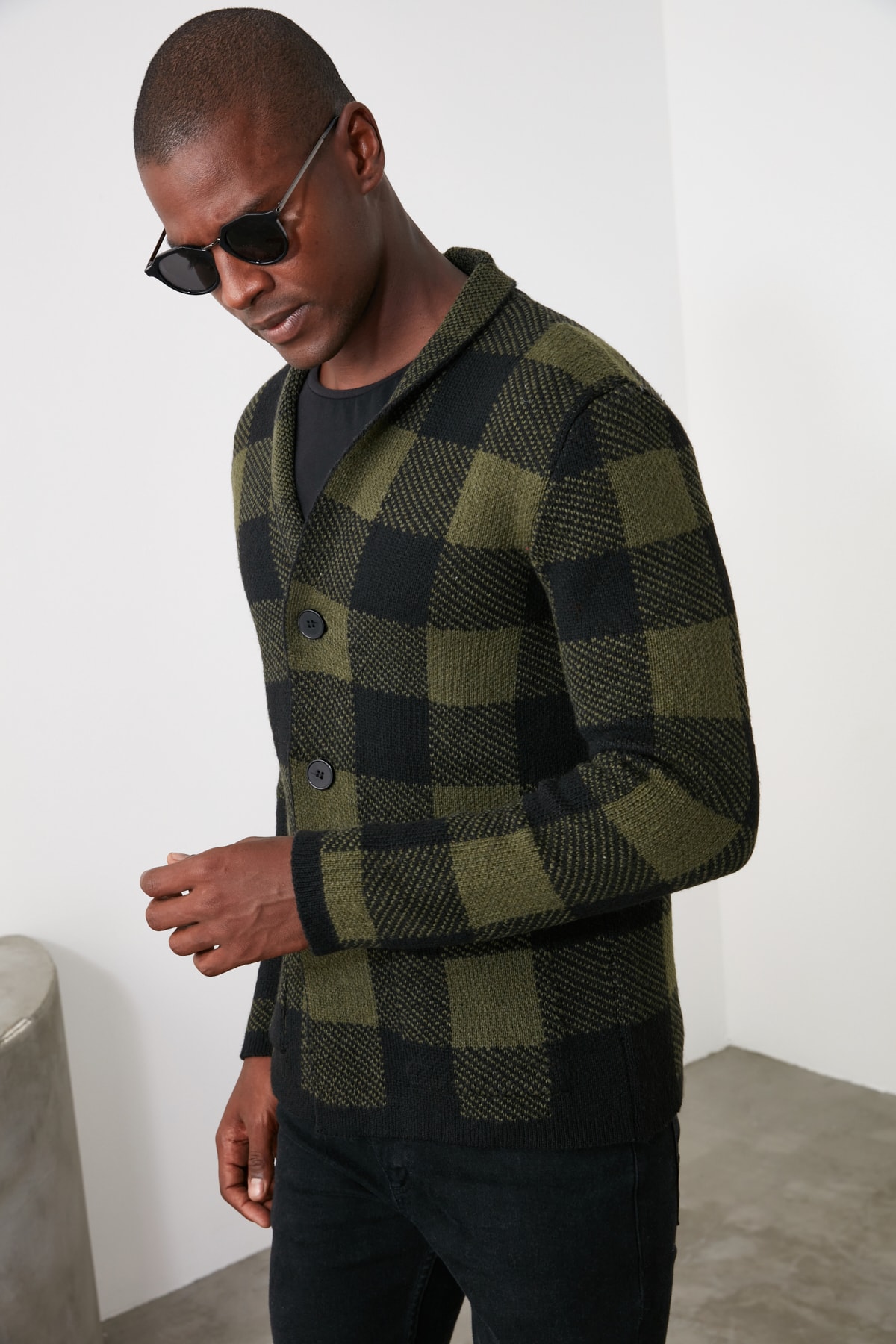 Cardigan barbati, Trendyol Checkered