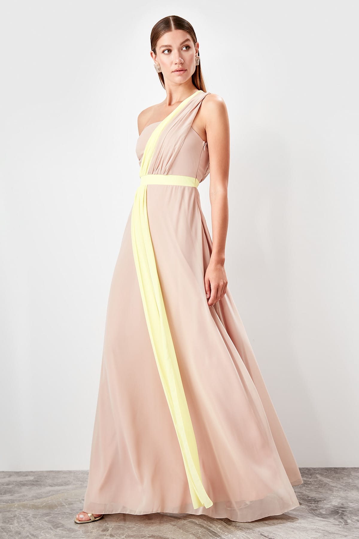 Trendyol Powder yellow blocky evening Dress