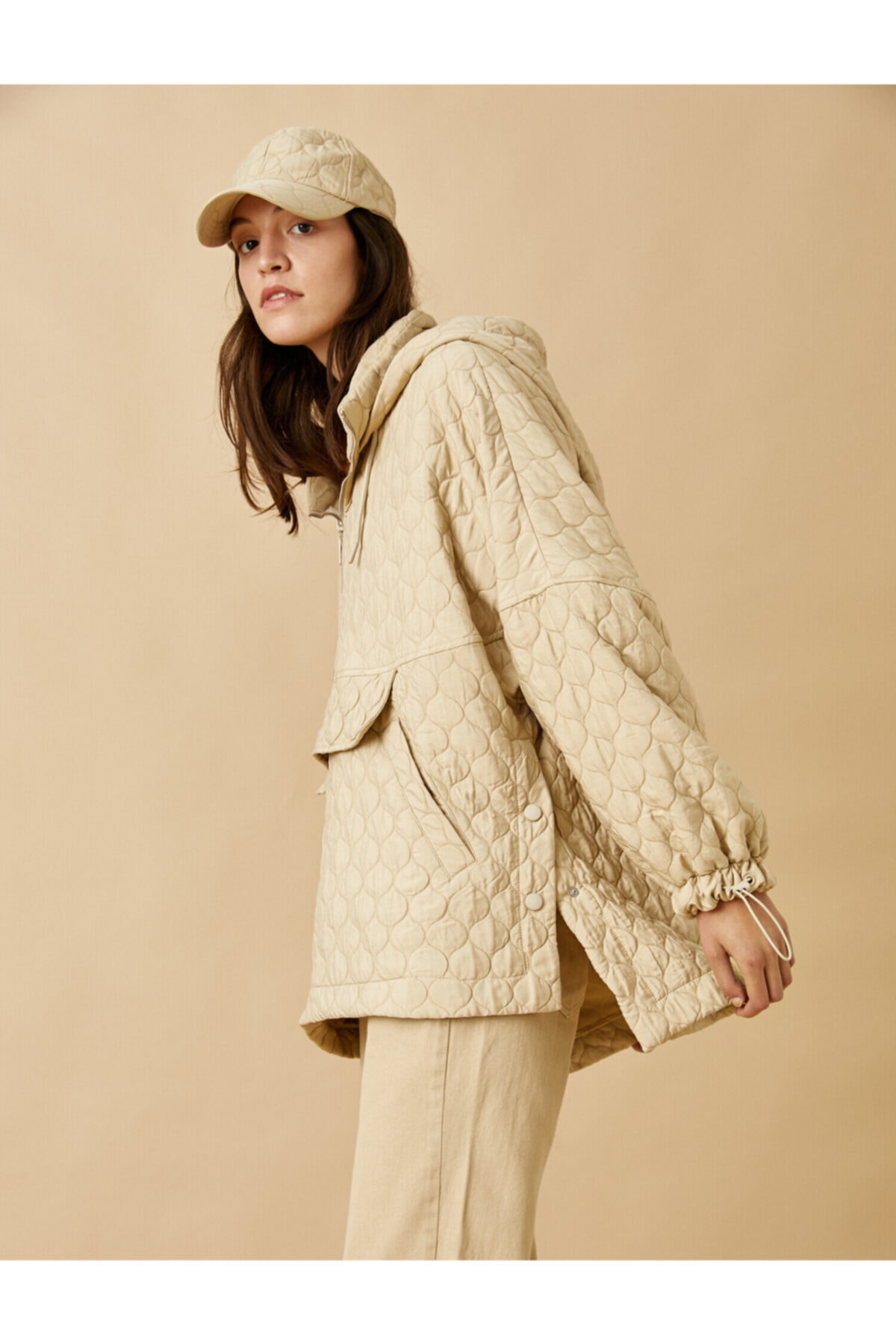Koton Hooded Quilted Kangaroo Pocket Jacket