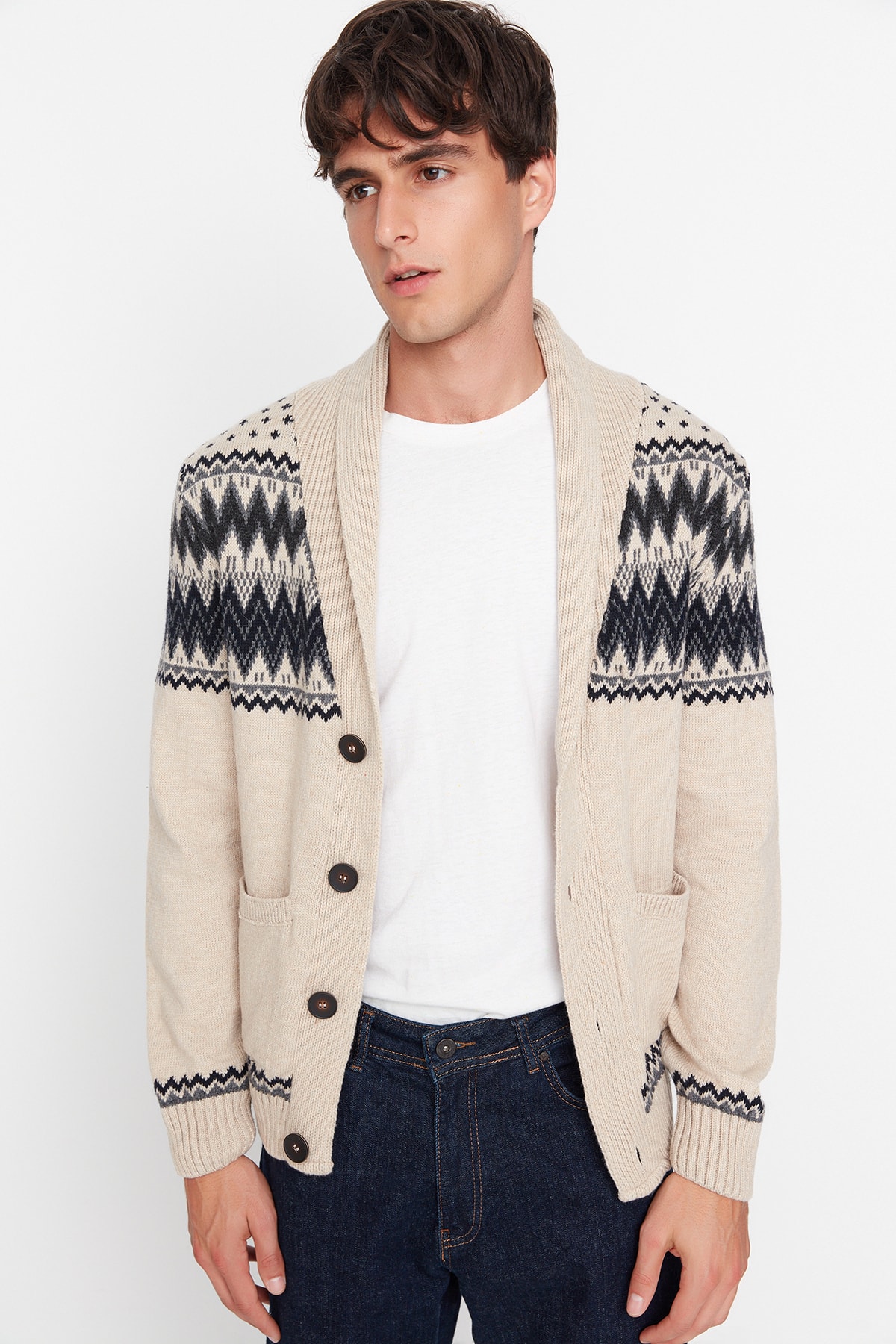 Cardigan barbati Trendyol Patterned