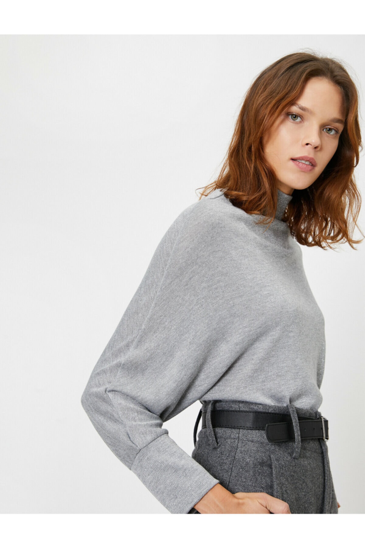 Koton Women's Gray High Collar Sweater