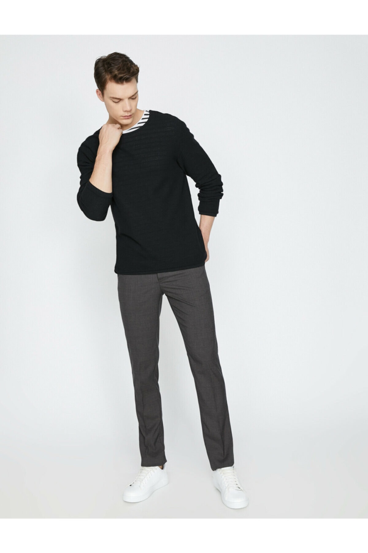 Koton Men's Navy Blue Normal Waist, Slim Fit, Pocket Detailed Trousers