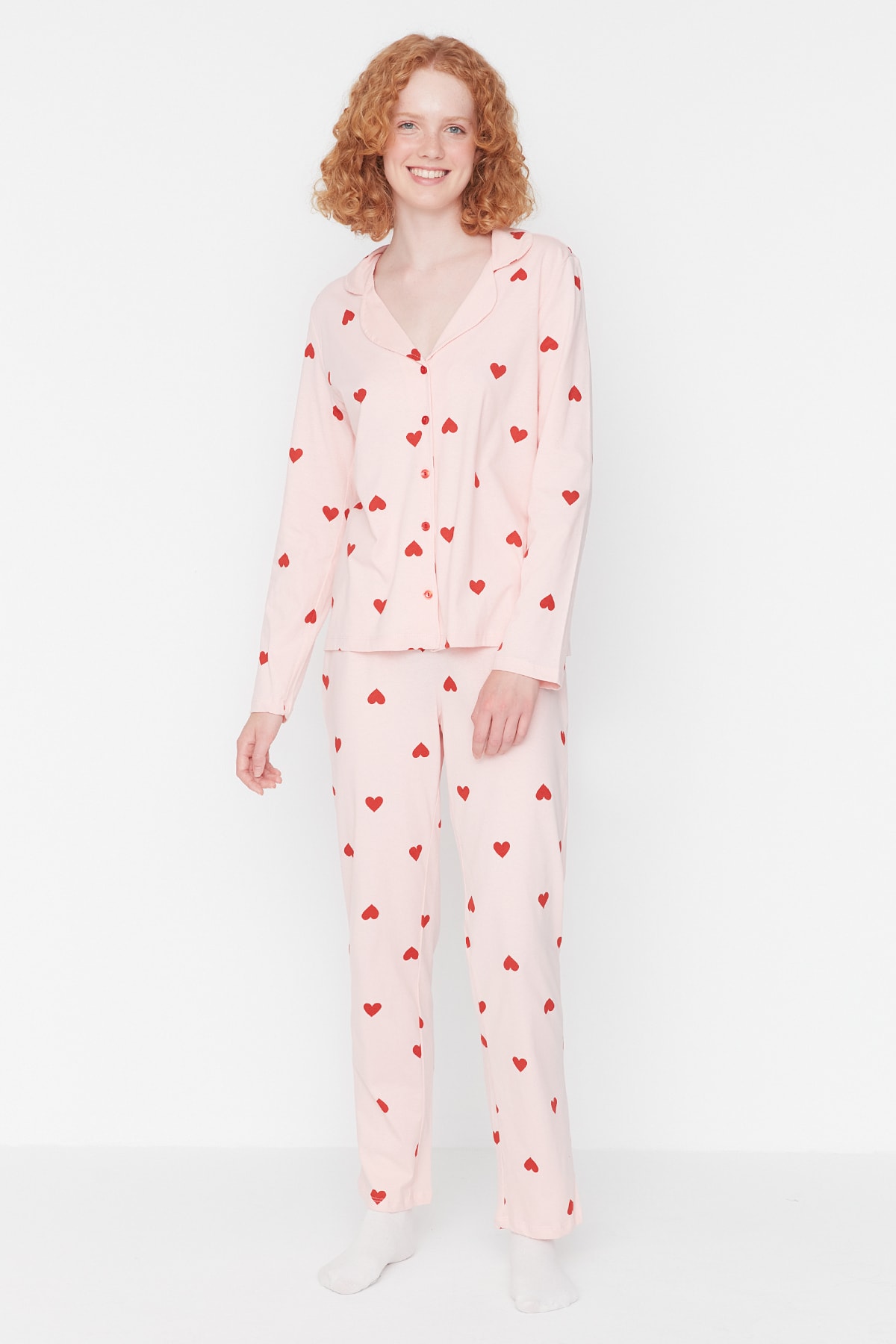 Γυναικείες πιτζάμες σετ Trendyol Heart Printed