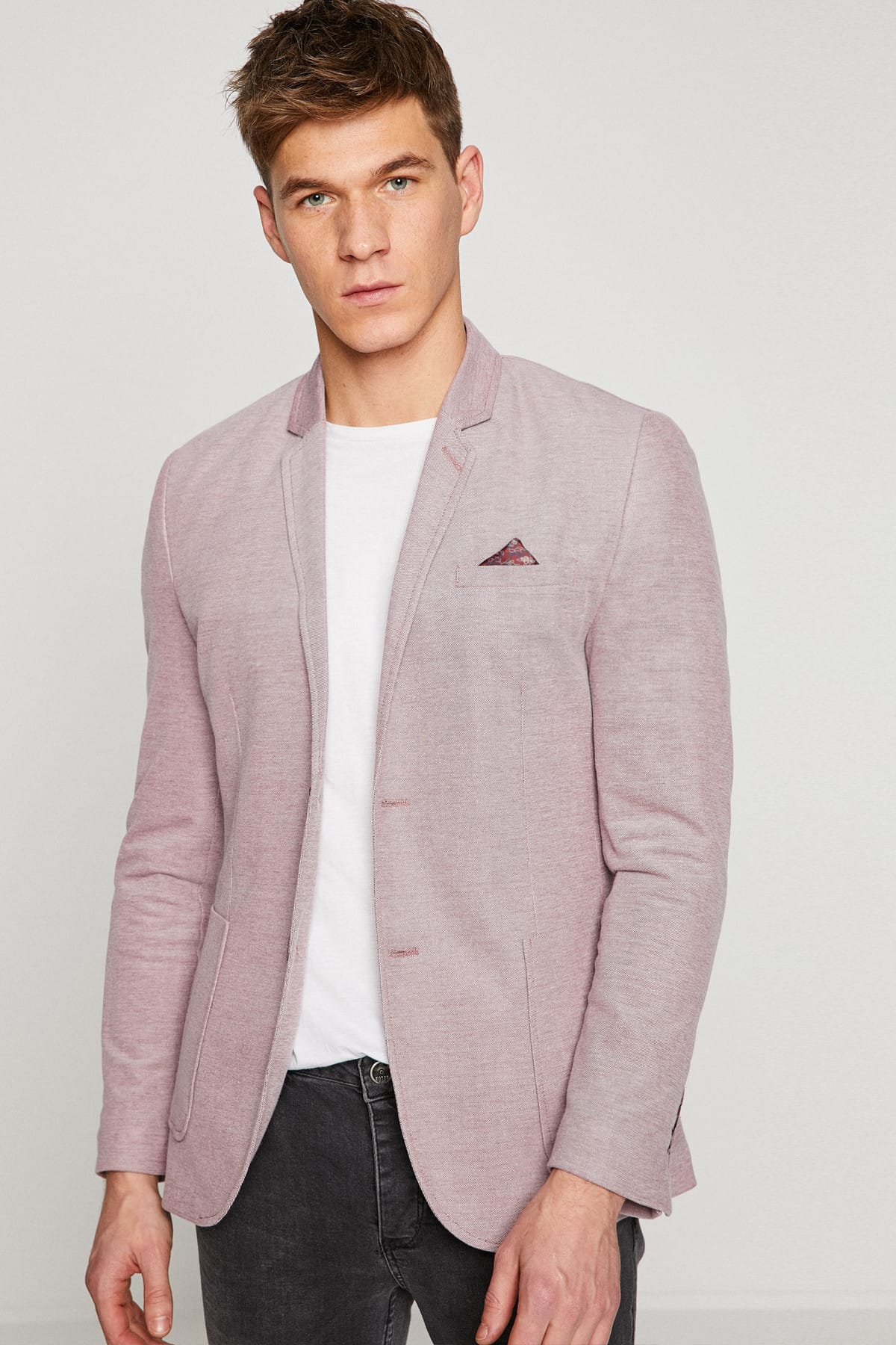 Koton Men's Red Button Jacheta detaliate