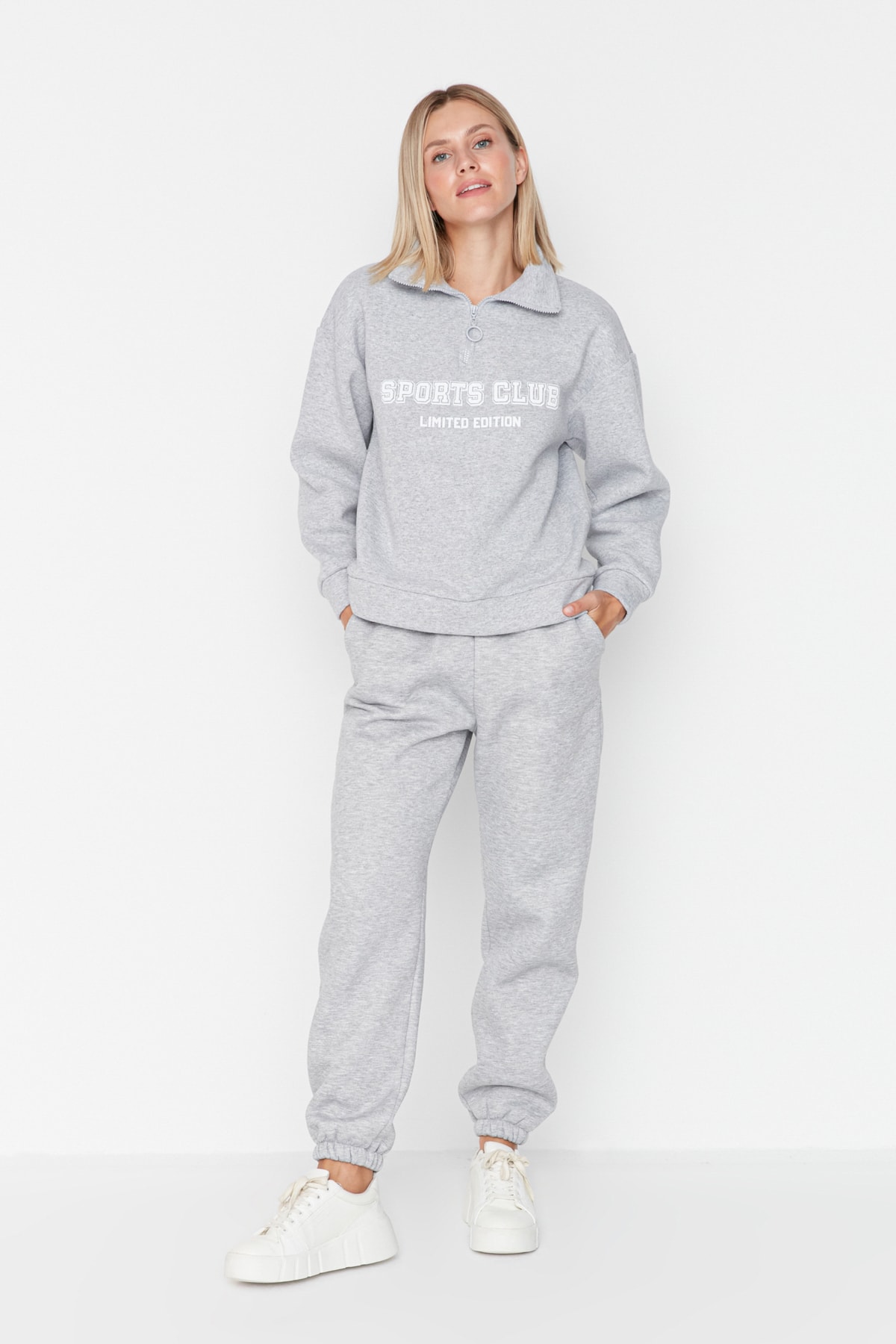 Trendyol Gray Loose Jogger Fleece Inside Knitted Sweatpants