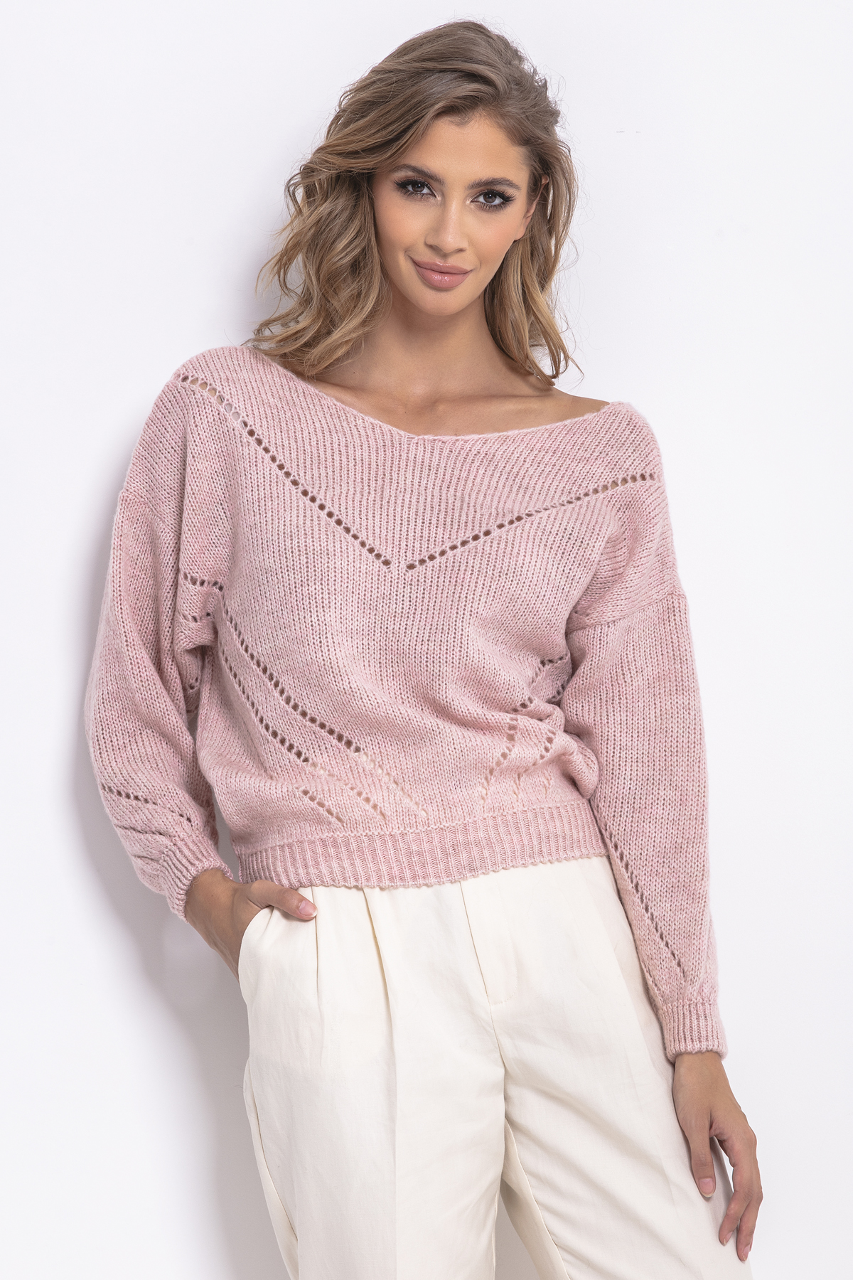 Fobya Woman's Sweater F765 Powder