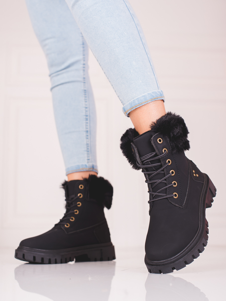 Black women's trappers with Fur Shelovet
