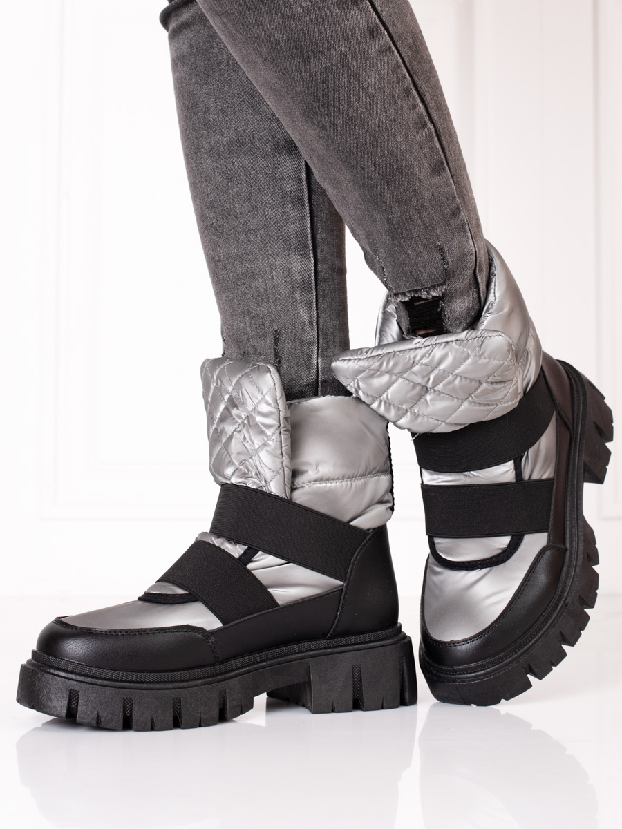 Shelovet Women's Snow Boots Silver Black