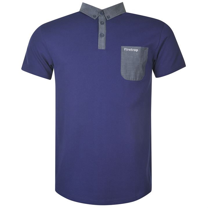 Firetrap Denim Collar Polo Shirt pánské
