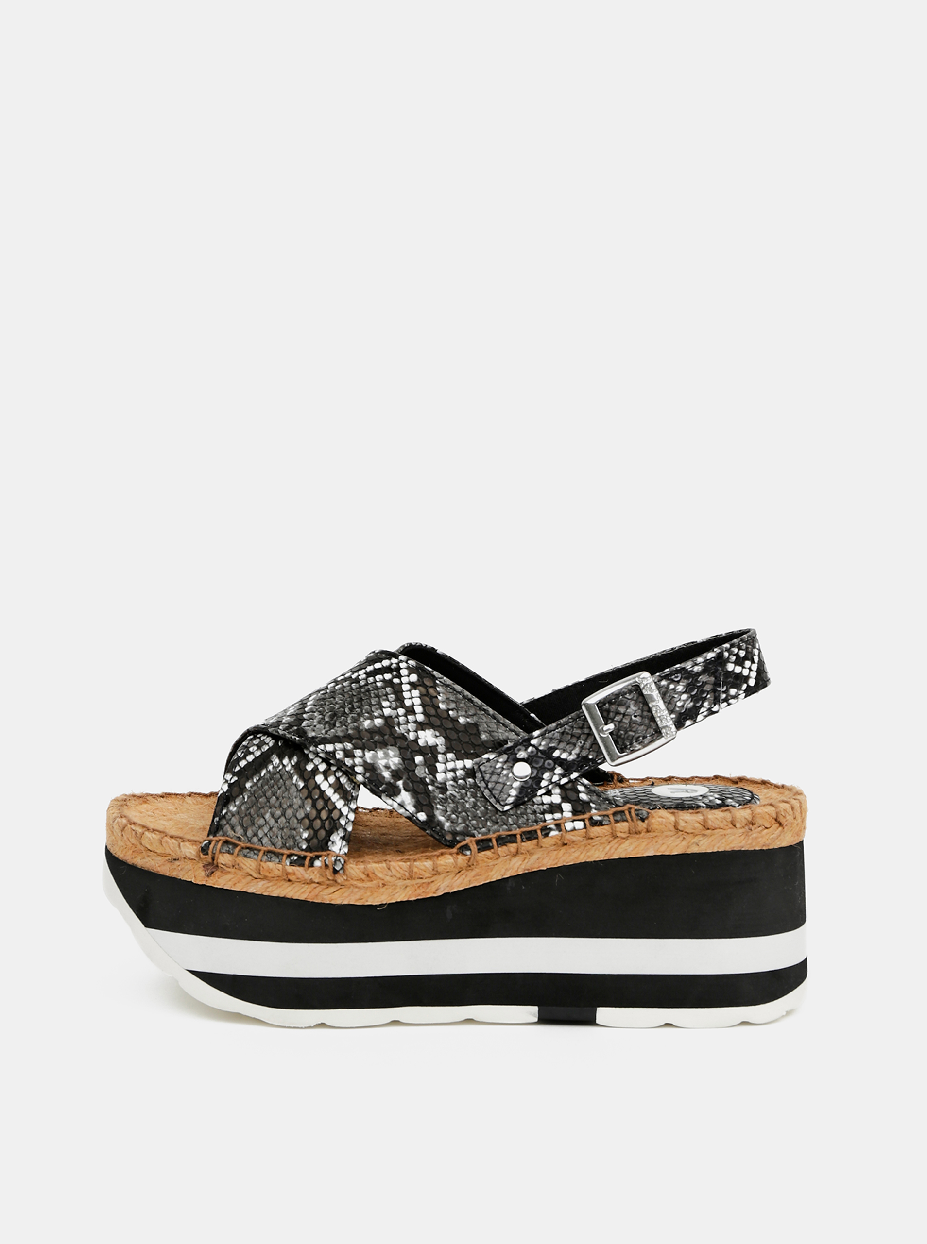 Dark Grey Snake-Patterned Sandals Replay