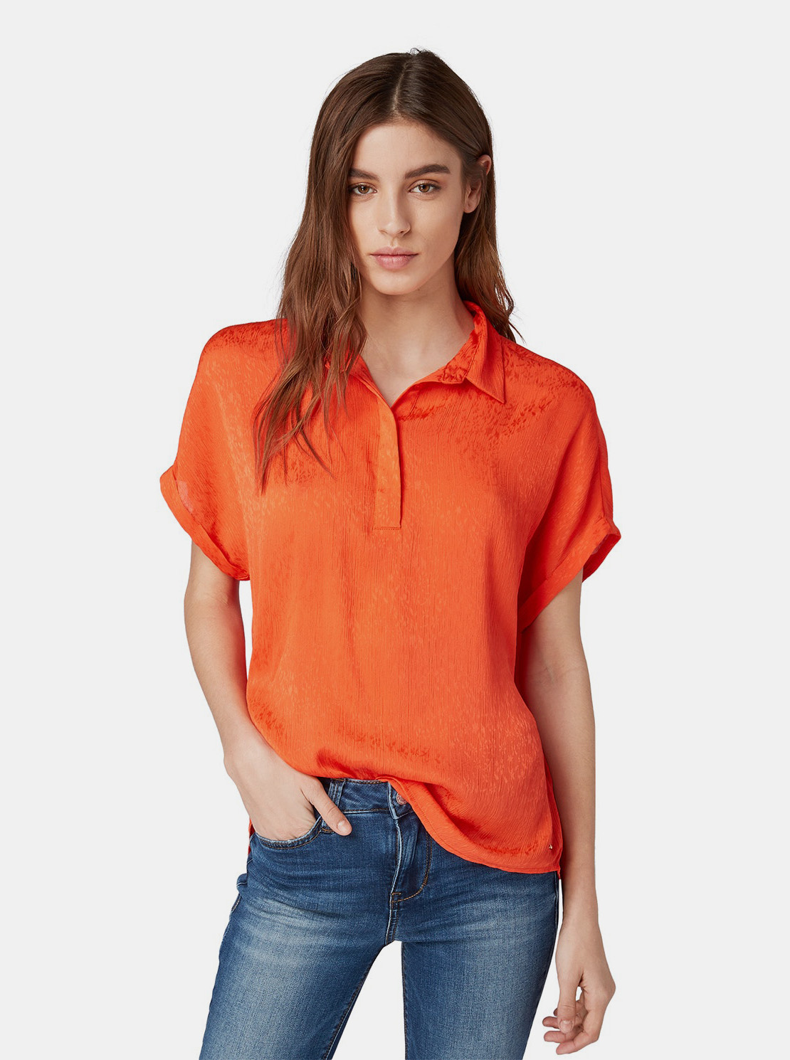 Bluza rosie cu model de dama Tom Tailor Denim