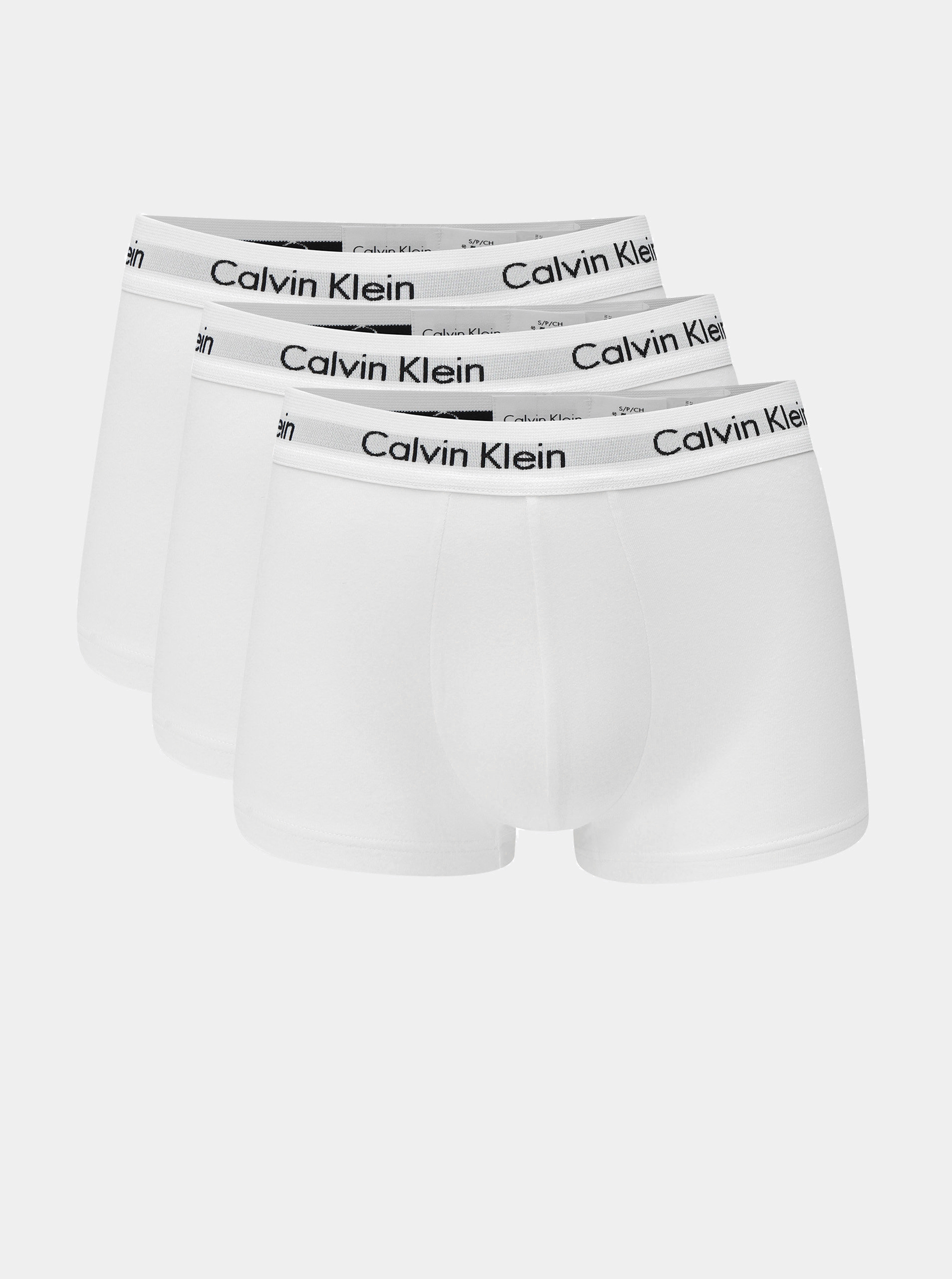 Set 3 boxeri albi cu print - Calvin Klein Underwear