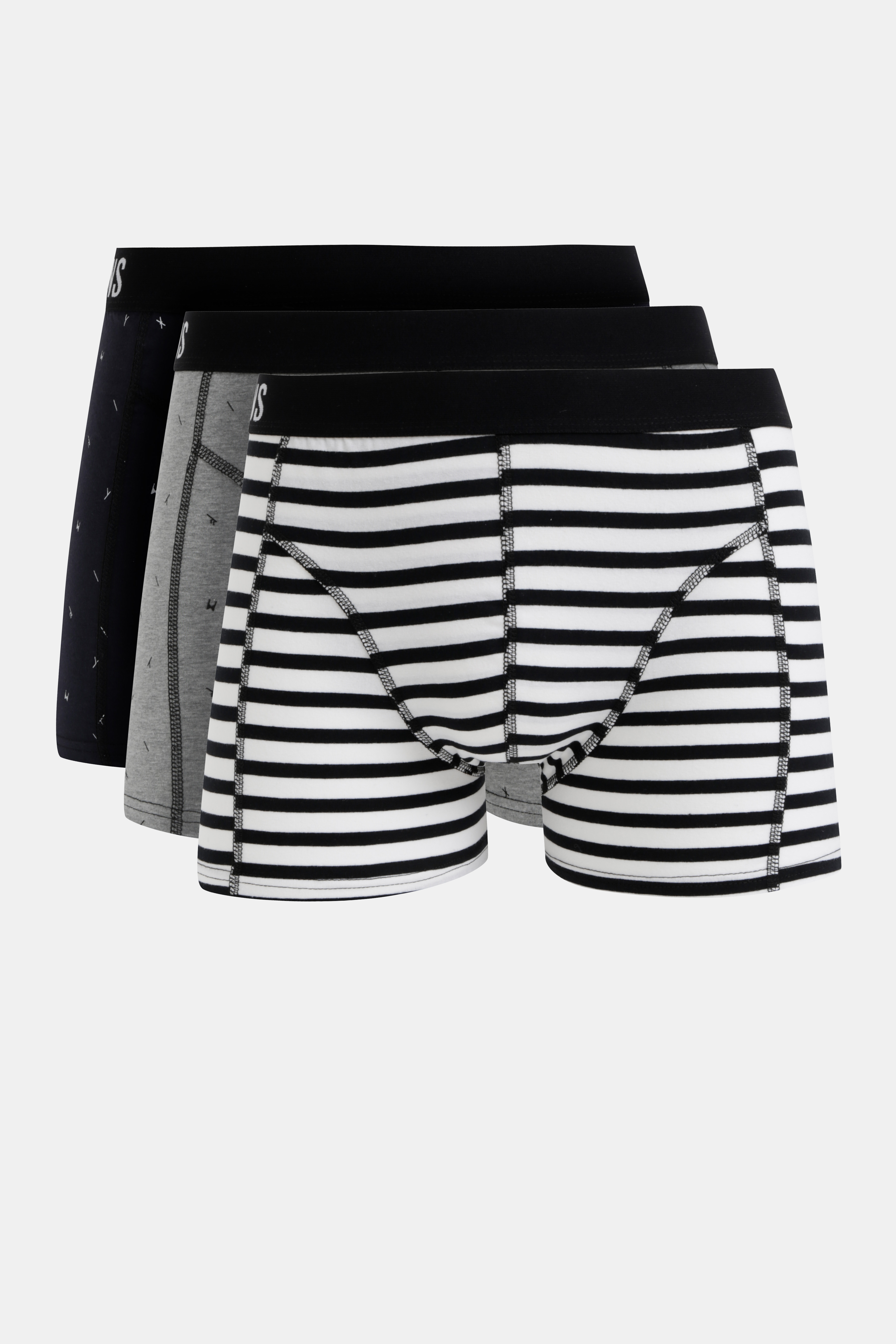 Set of three patterned boxers in grey, blue and white ONLY & SONS Nimi