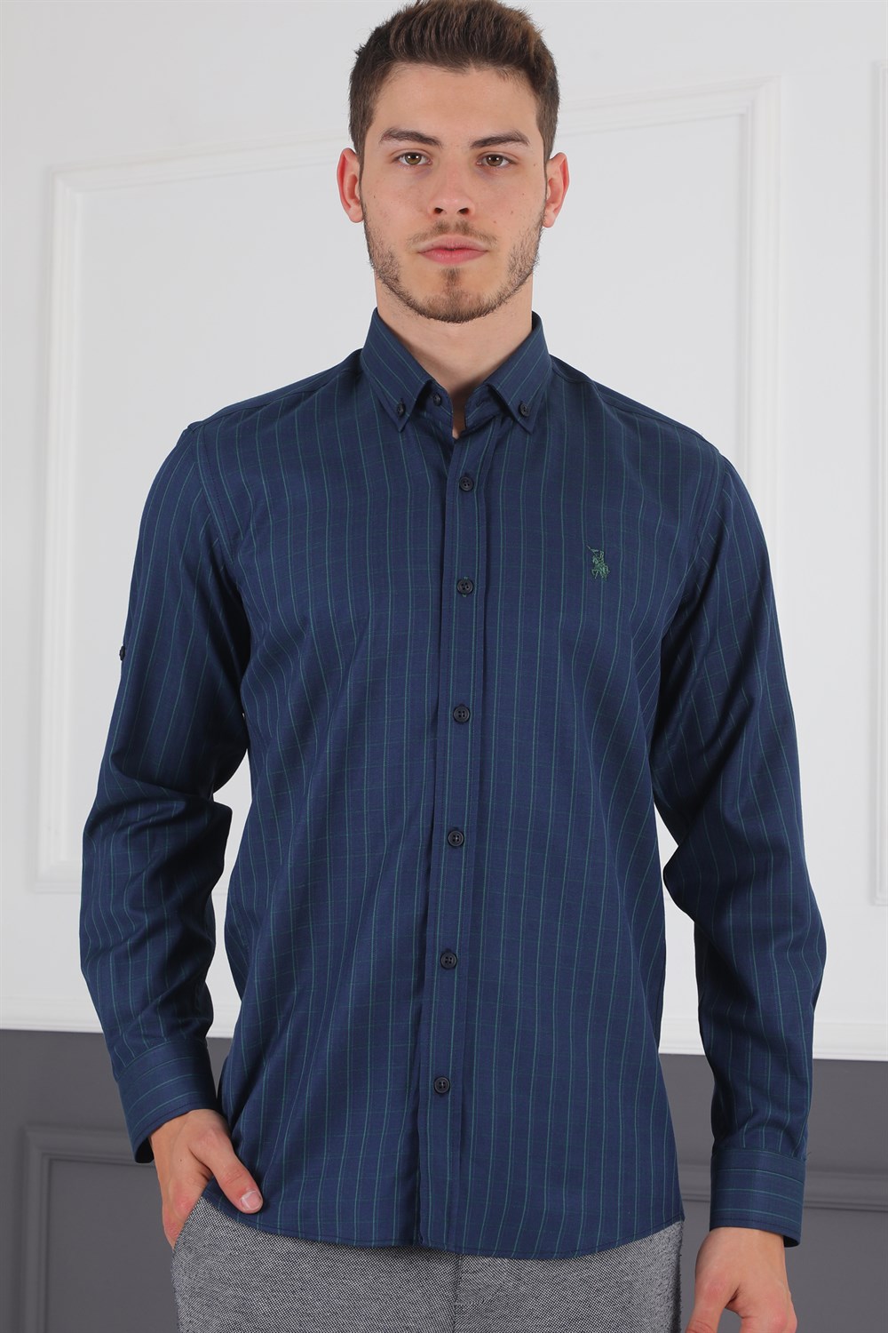 G720 DEWBERRY MEN'S SHIRT-LACİVERT-RIGHT
