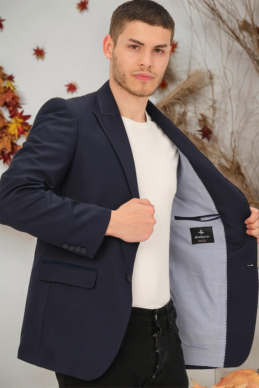 C9057 DEWBERRY MEN'S JACKET-PLAIN NAVY BLUE