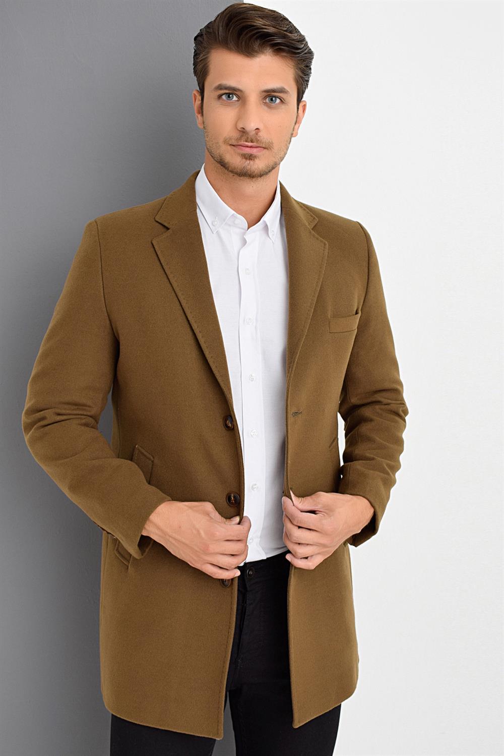 PLT8388 DEWBERRY MEN'S COAT-STRAIGHT CAMEL