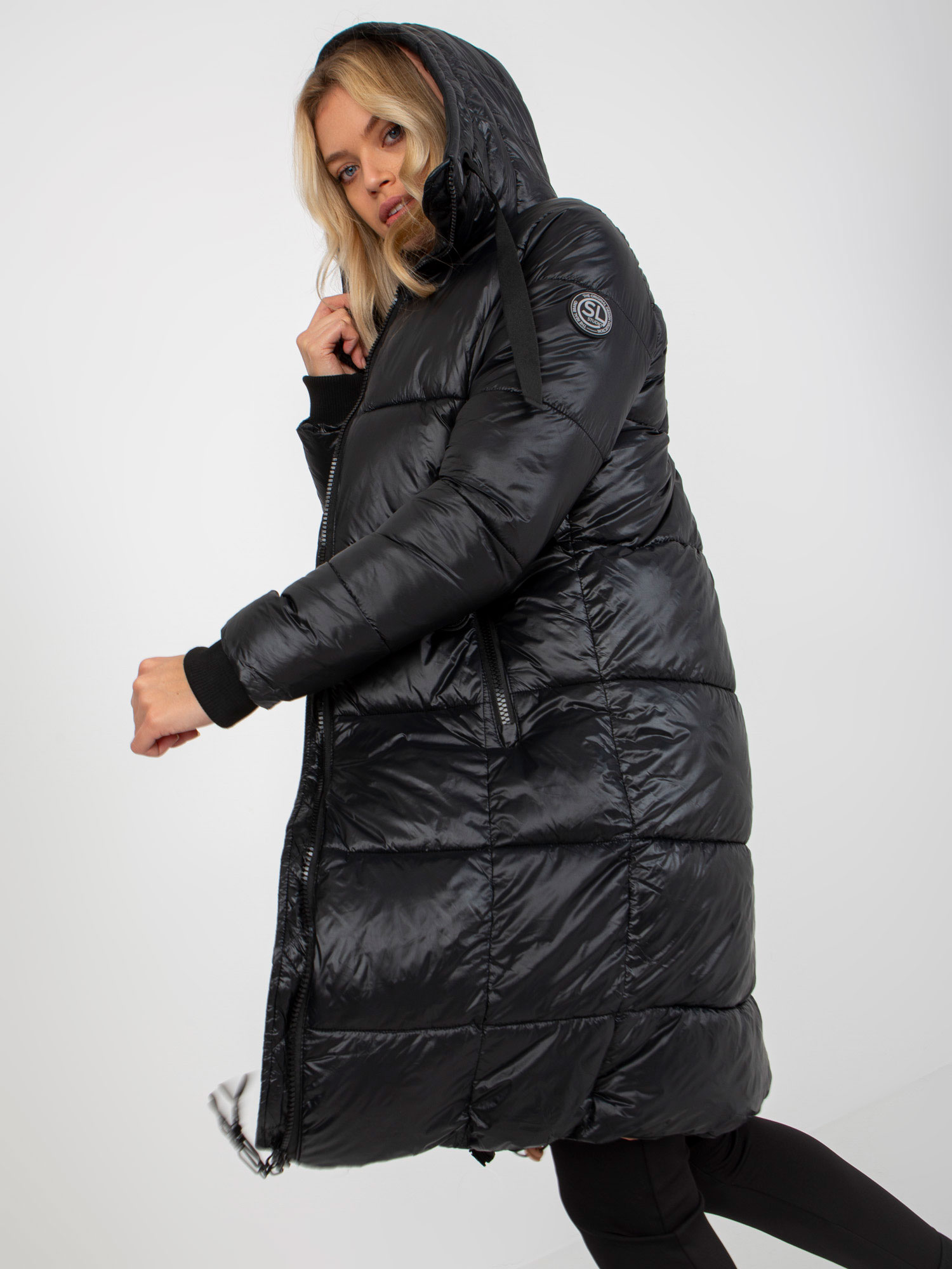 Black long quilted winter jacket SUBLEVEL