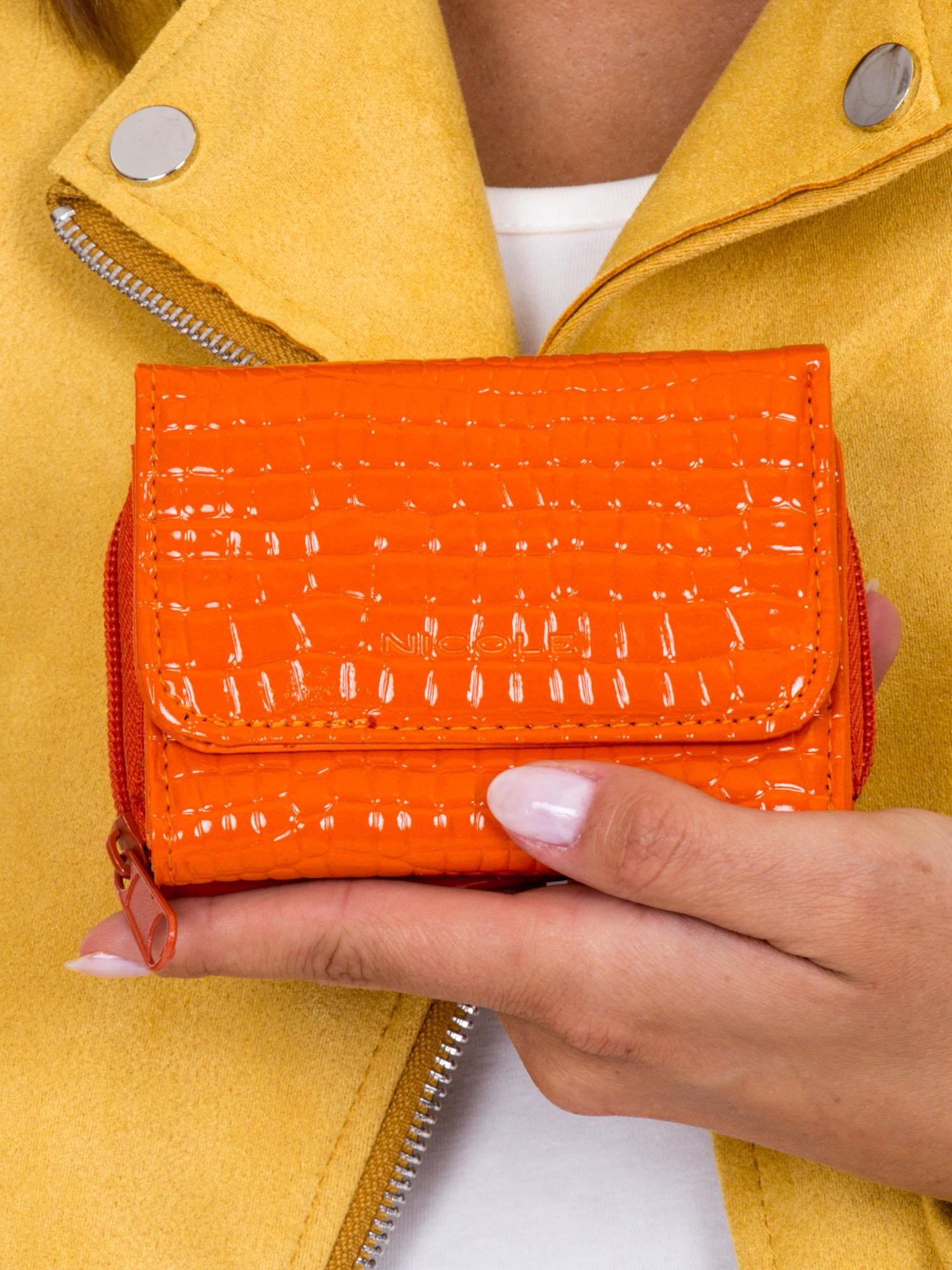 Women's orange wallet with embossing