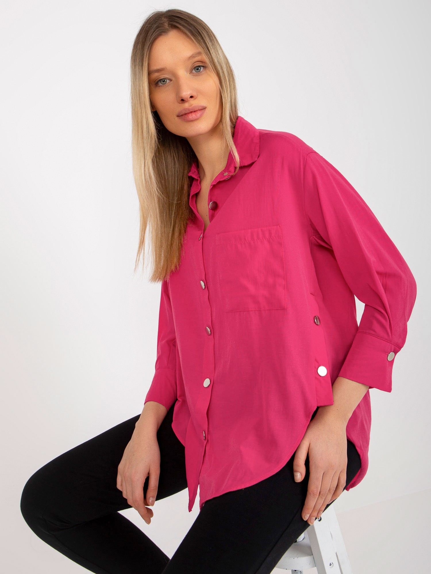 Dark pink oversize button shirt