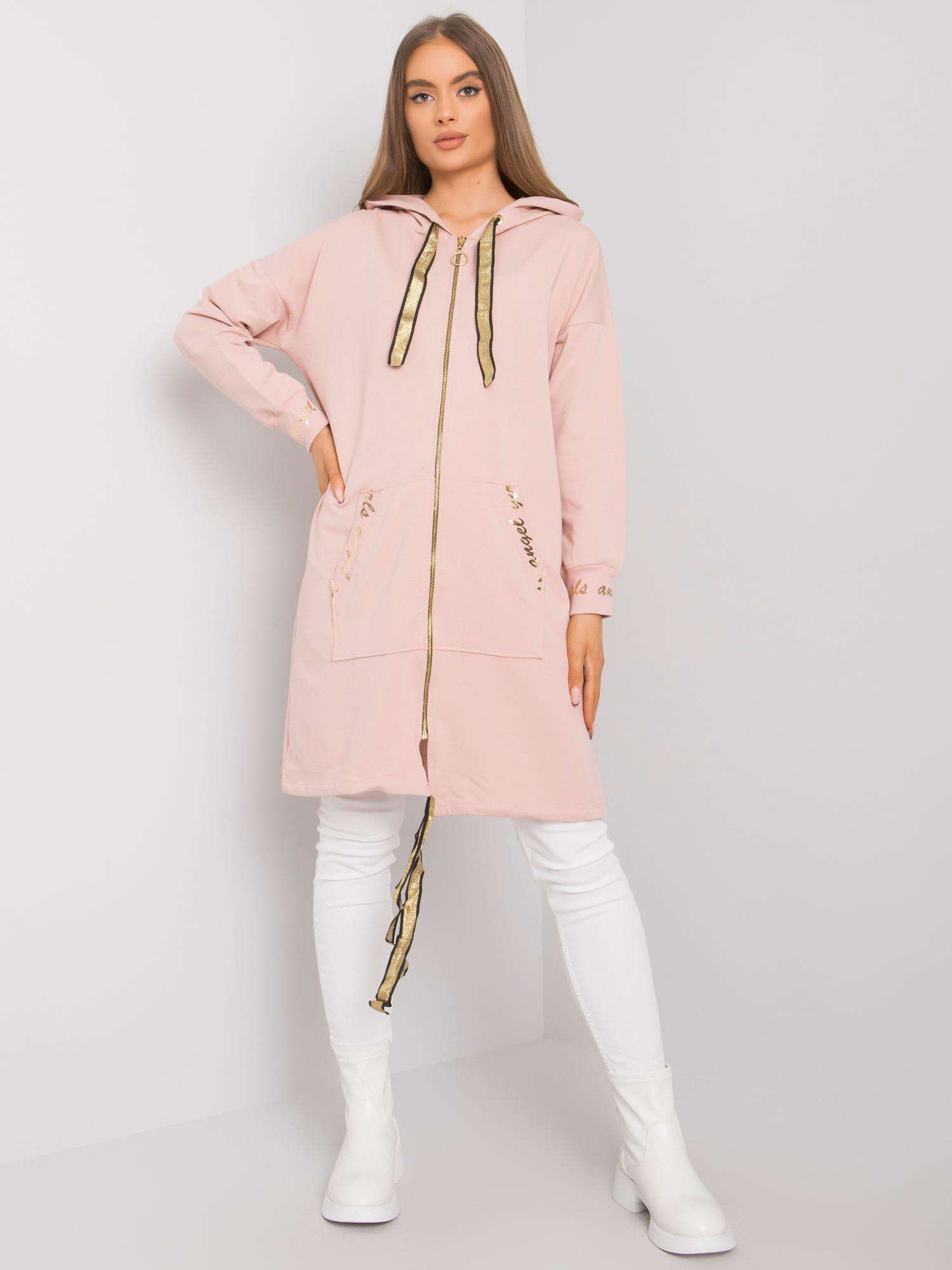 Hanorac roz prăfuit zip-up