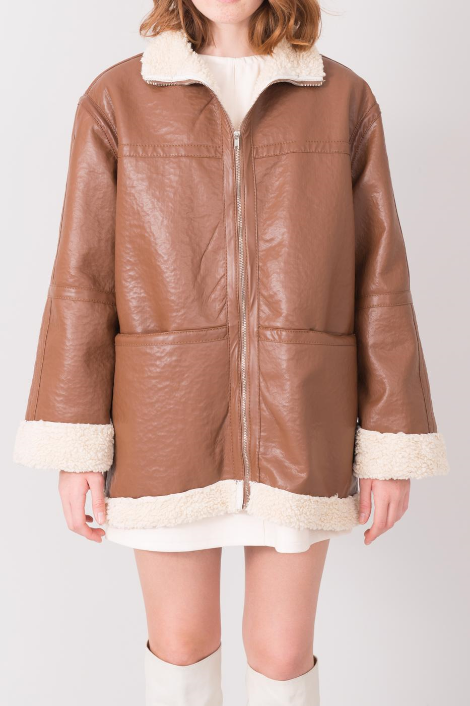 BSL Brown palton de piele de oaie pentru femei