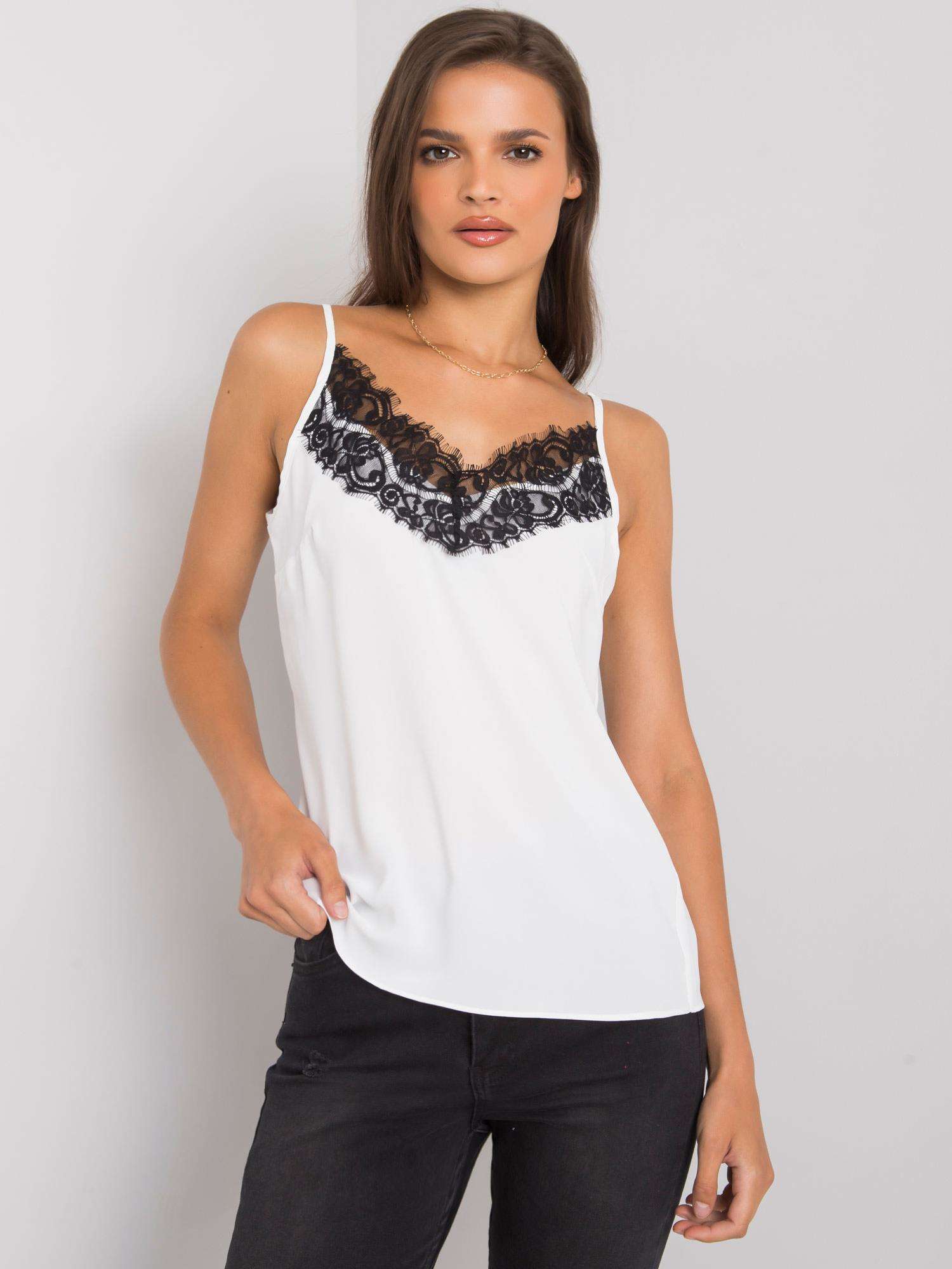 Top rezervor alb-negru pentru femei cu curele Top rezervor alb-negru pentru femei cu curele