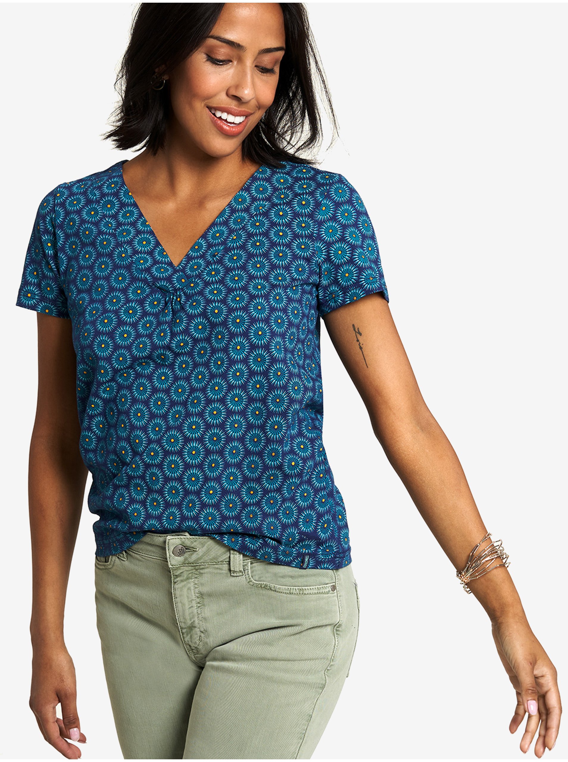 Green patterned T-shirt Tranquillo - Women