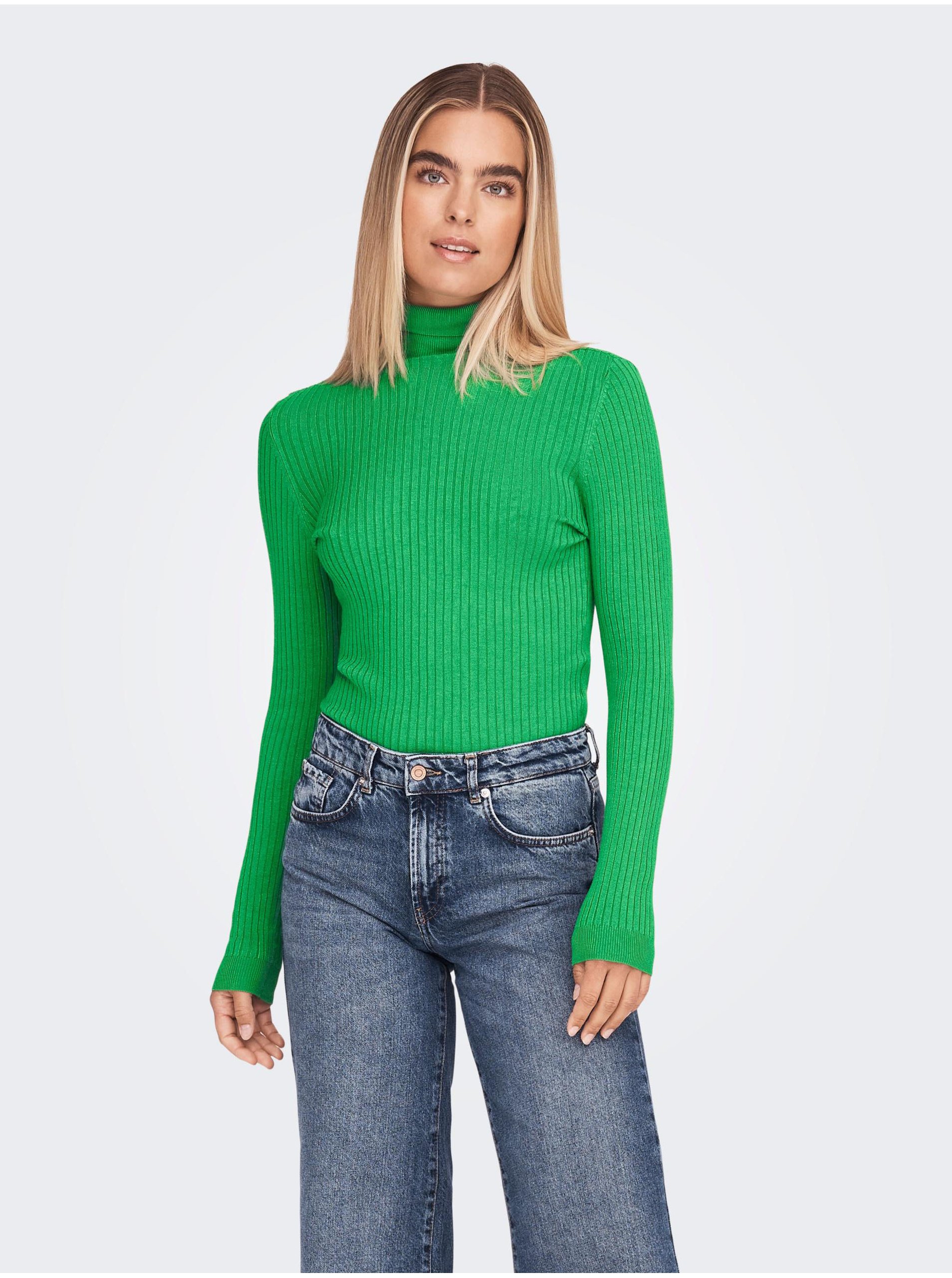 Green Ribbed Turtleneck ONLY Karol - Women
